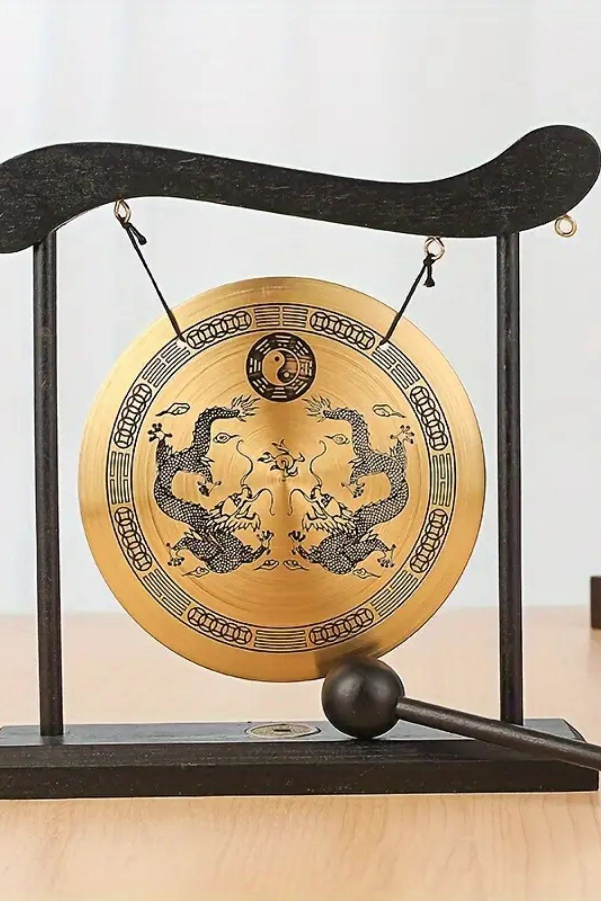 RaHan Feng Shui Metal Gong Pirinç Yin Yang Yin Yang Çift Ejderha Masa ...