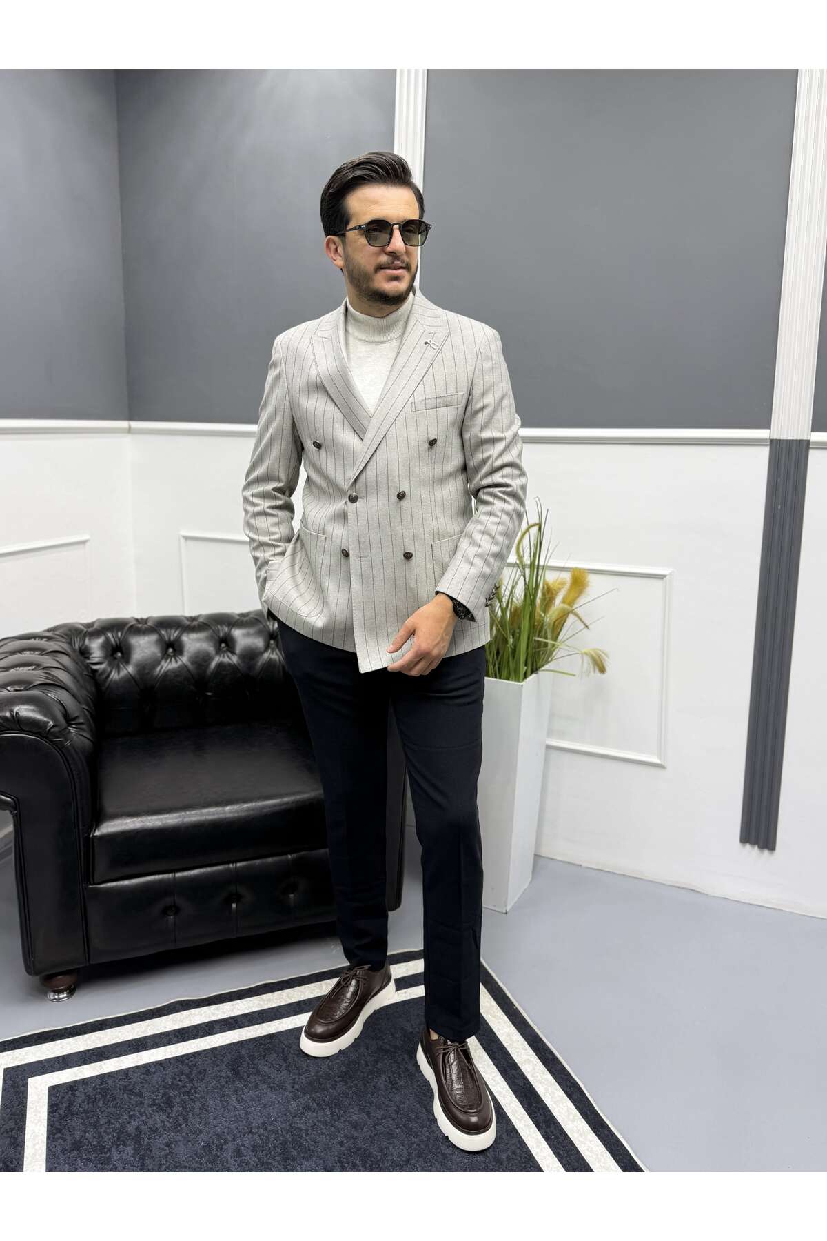 Avni Ceylan ModernFit Kruvaze Çizgili Erkek Blazer Ceket - Fiyatı ...