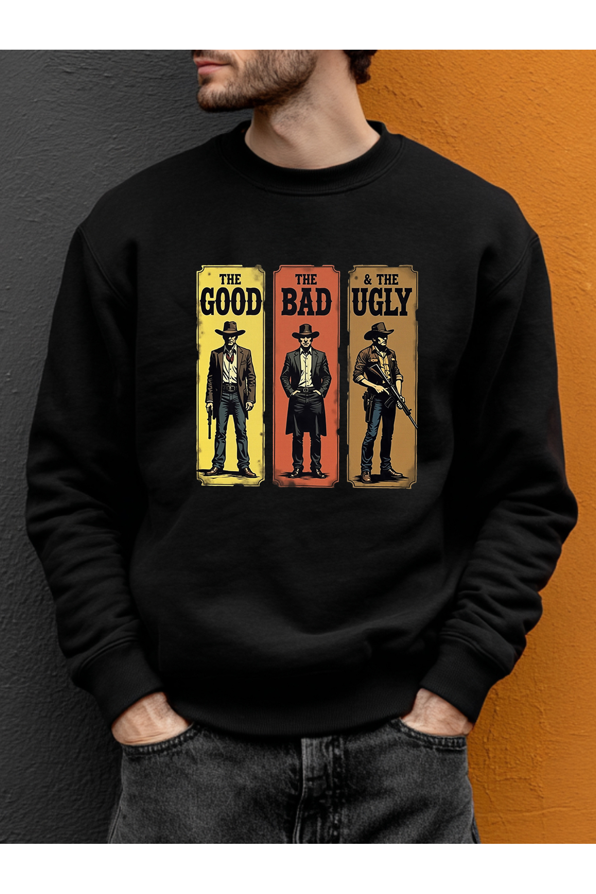 cc collection Erkek Oversize Kovboy Baskılı Sweatshirt - Fiyatı, Yorumları