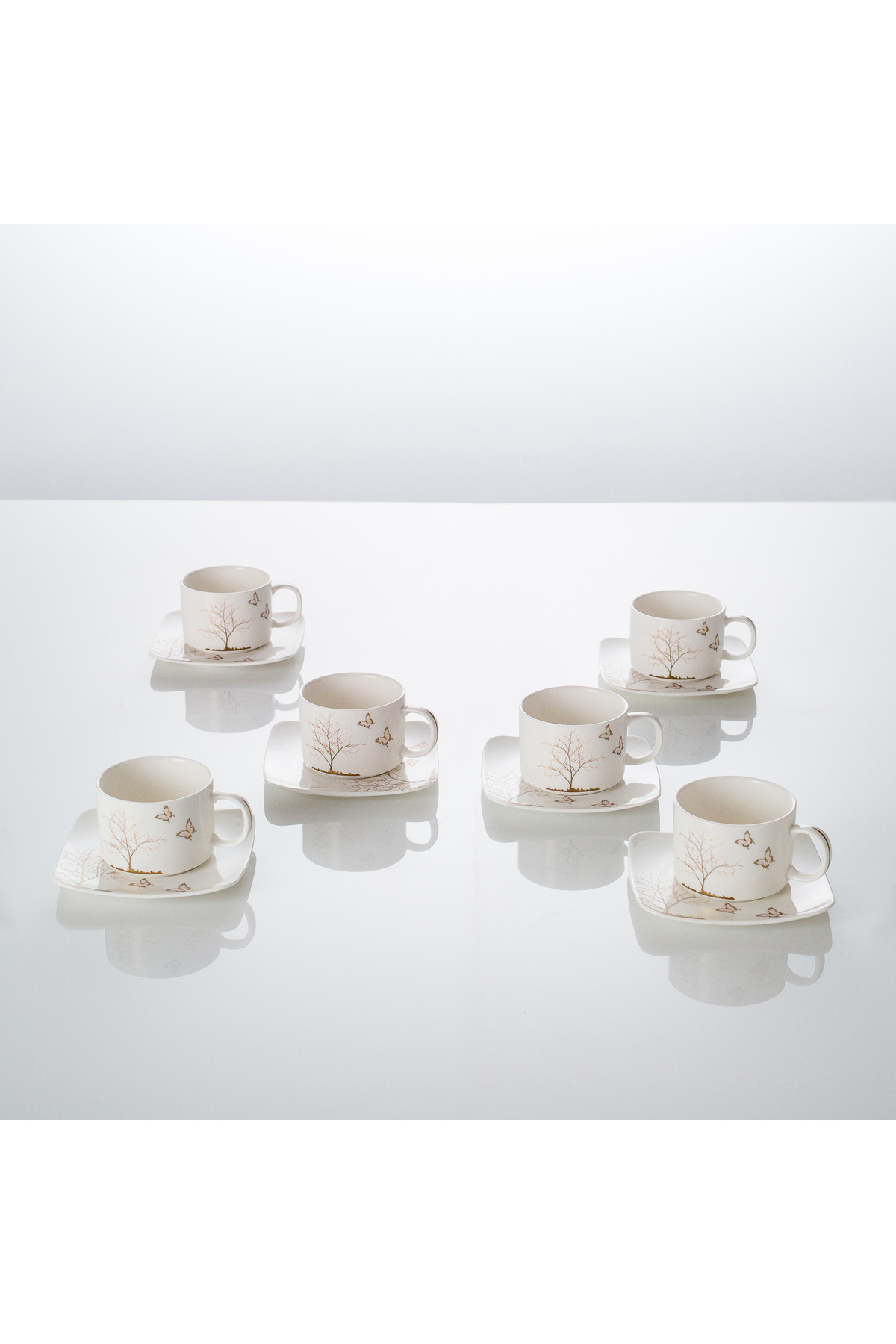 Malooki Set 6 cești cafea sau ceai LIFETREE 180 ml cu farfurioare ...