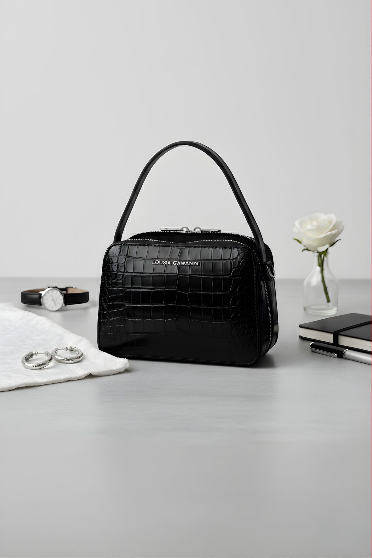 Carra Bags Croco Desenli Siyah Kutu El Çantası - Fiyatı, Yorumları