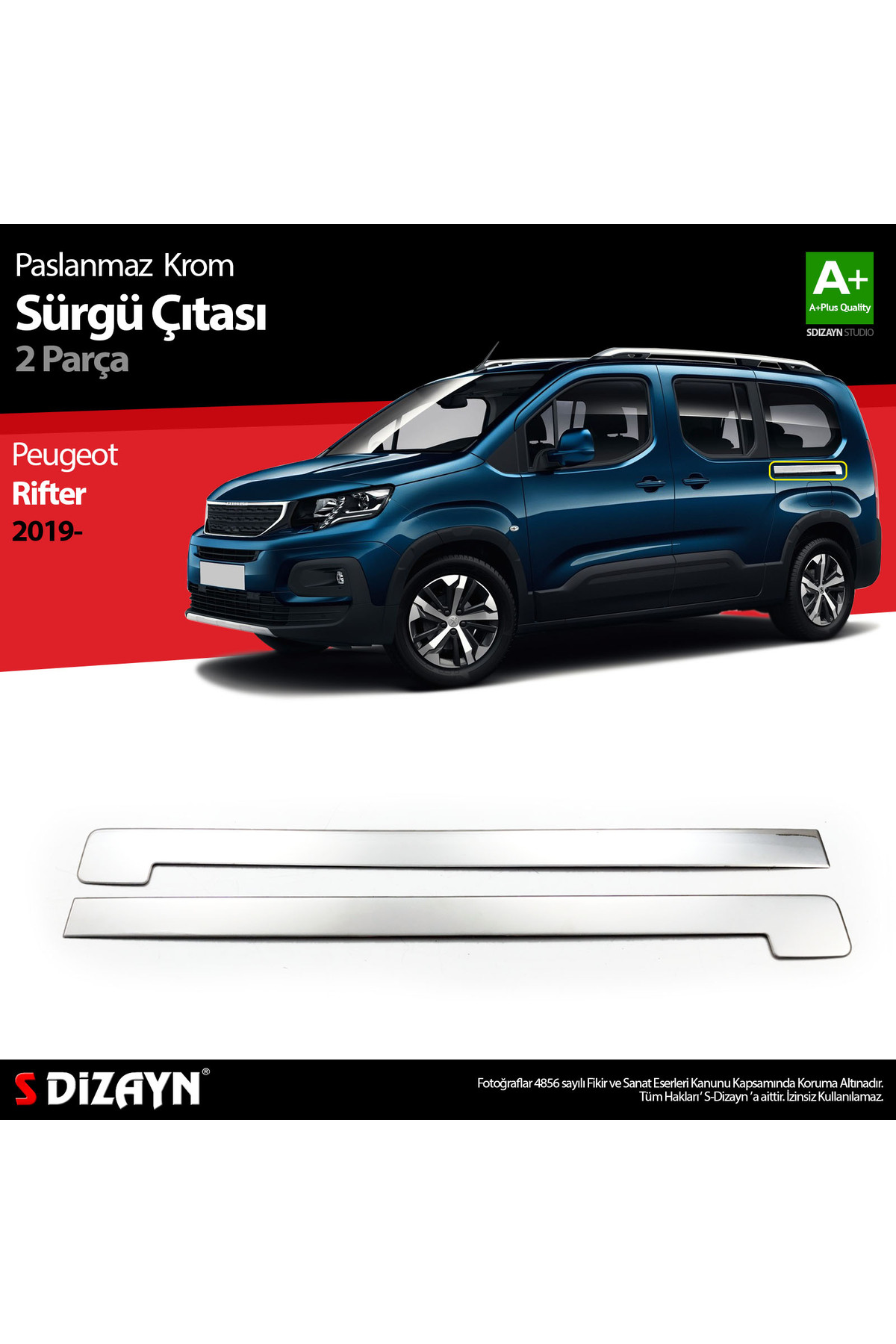 S Dizayn S-Dizayn Peugeot Rifter Krom Sürgülü Kapı Çıtası 2019 Üzeri ...