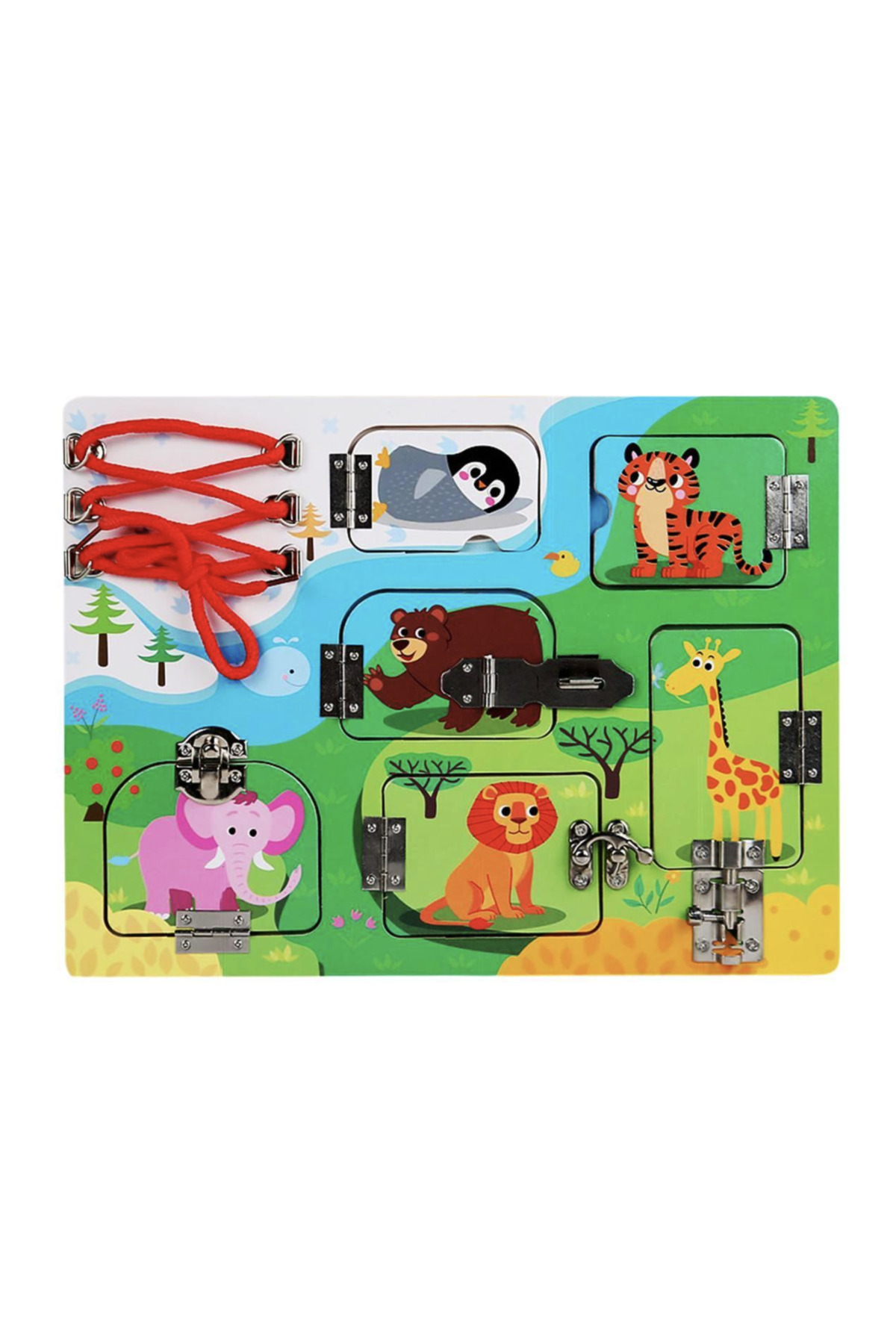 Krista Wooden Montessori board with 7 activities, locks and snakes ...