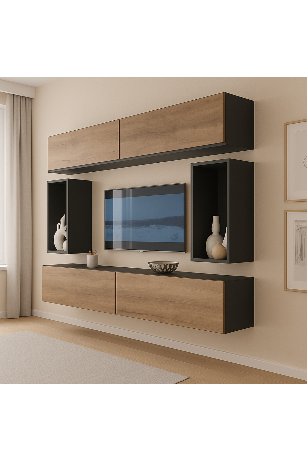 CEYMARS Modern Meşe Duvar Tipi TV Ünitesi - Fiyatı, Yorumları