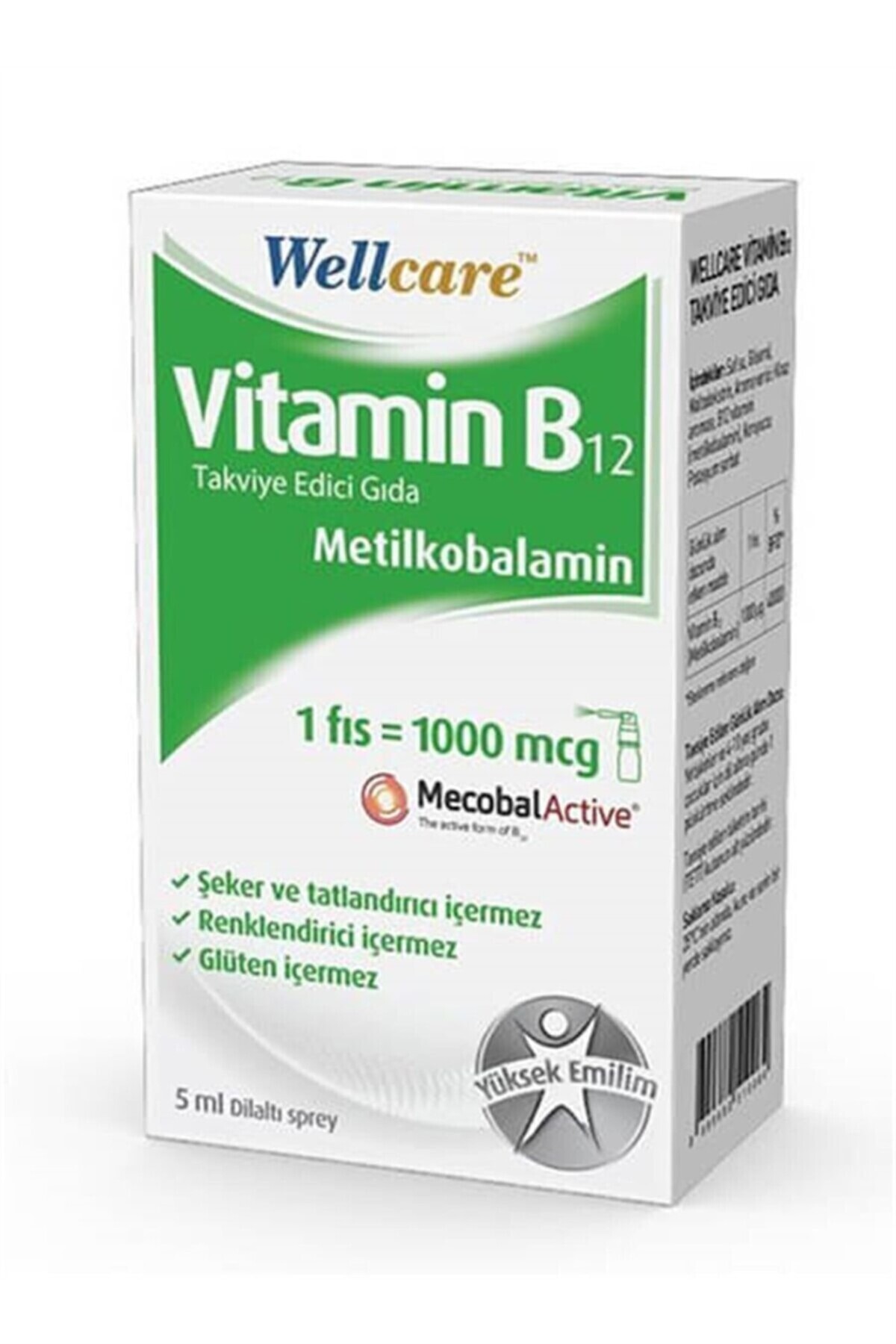 Wellcare Vitamin B12 1000 mcg Sprey 5 ml - Fiyatı, Yorumları