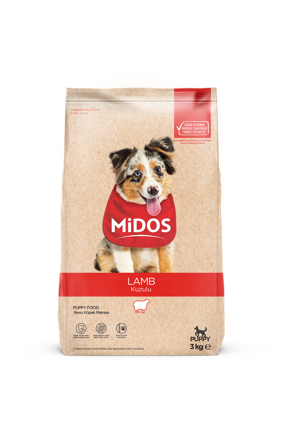 MİDOS Τροφή για κουτάβια, Midos, Premium, με αρνί, 3 kg, υγιής πέψη ...