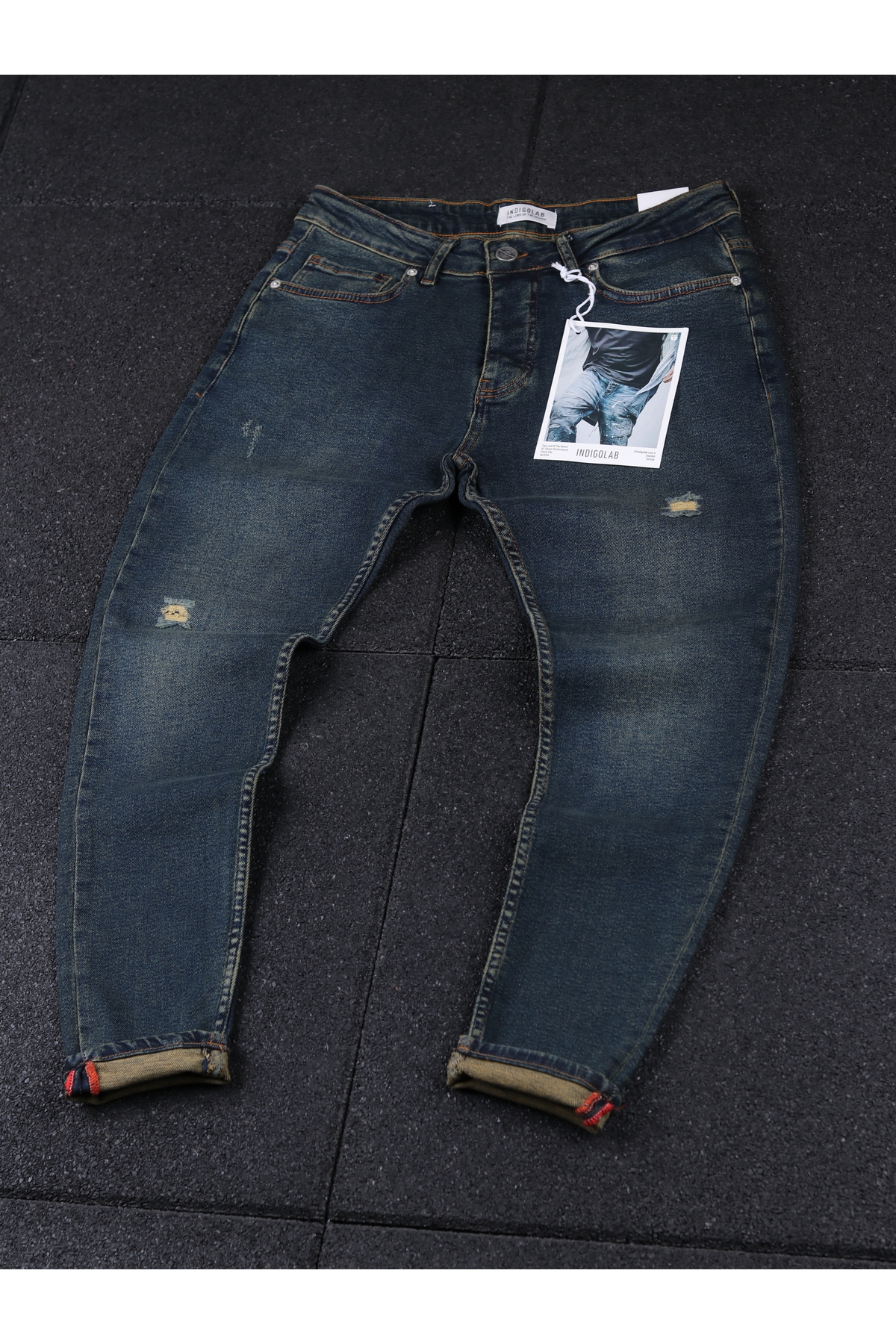 INDIGOLAB erkek Mavi tıntlı denim pantolon - Fiyatı, Yorumları