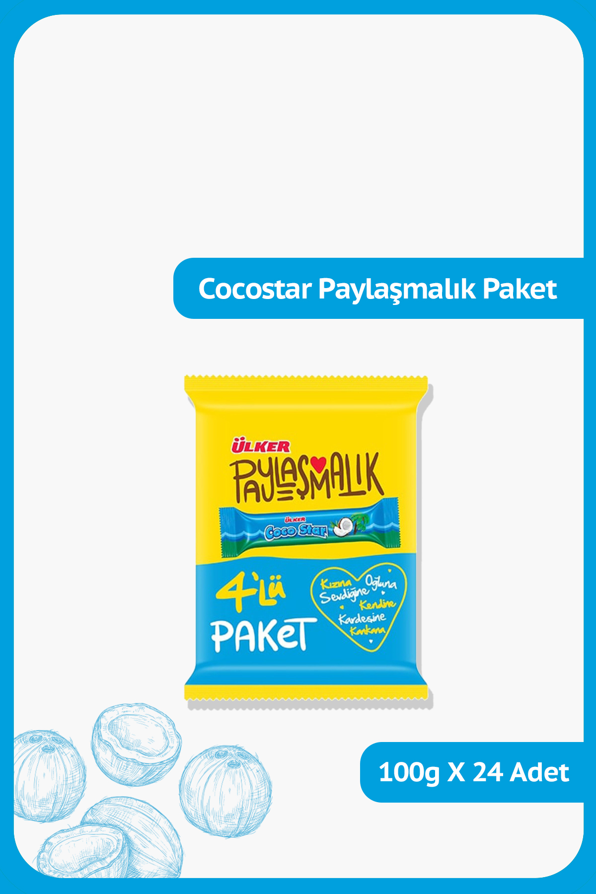 Ülker COCOSTAR Hindistan Cevizli Sütlü Çikolata Kaplamalı Bar - 4'lü ...