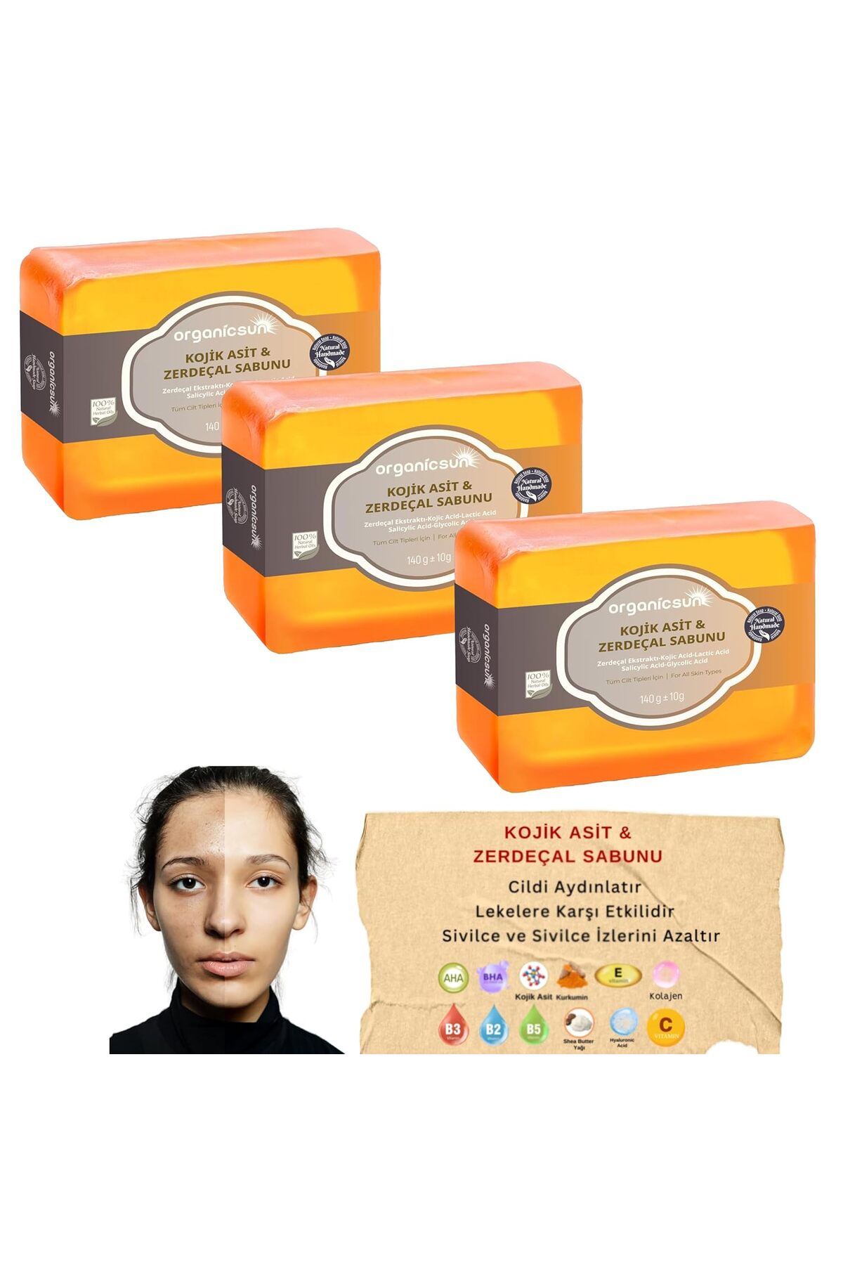 Genel Markalar sun Kojik Asit Zerdeçal Sabunu 3 Adet x 140 Gr Lekivilce ...