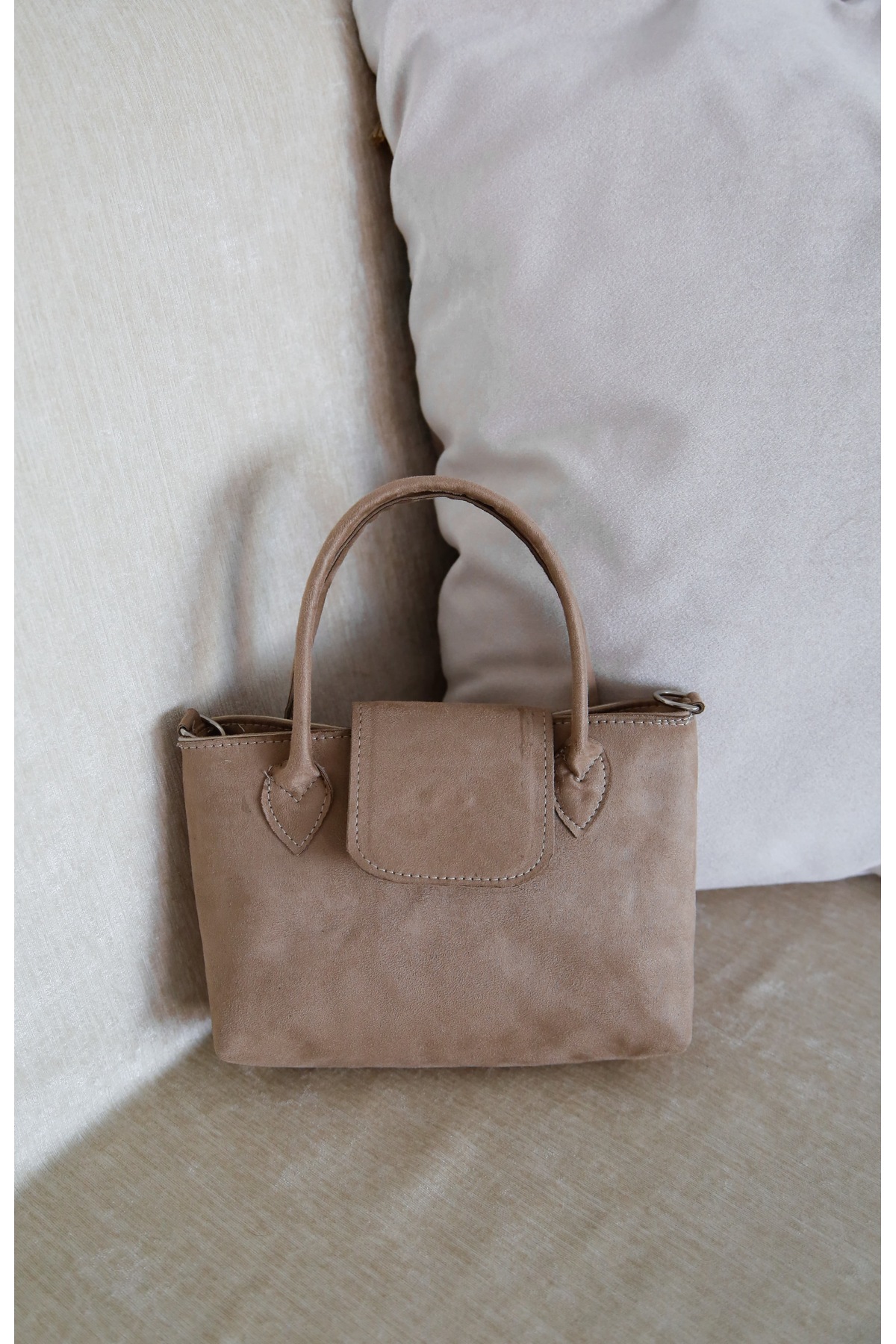 LİZZY BAG Nude Elegance - Süet Görünümlü Mini Tote El Çantası - Fiyatı ...