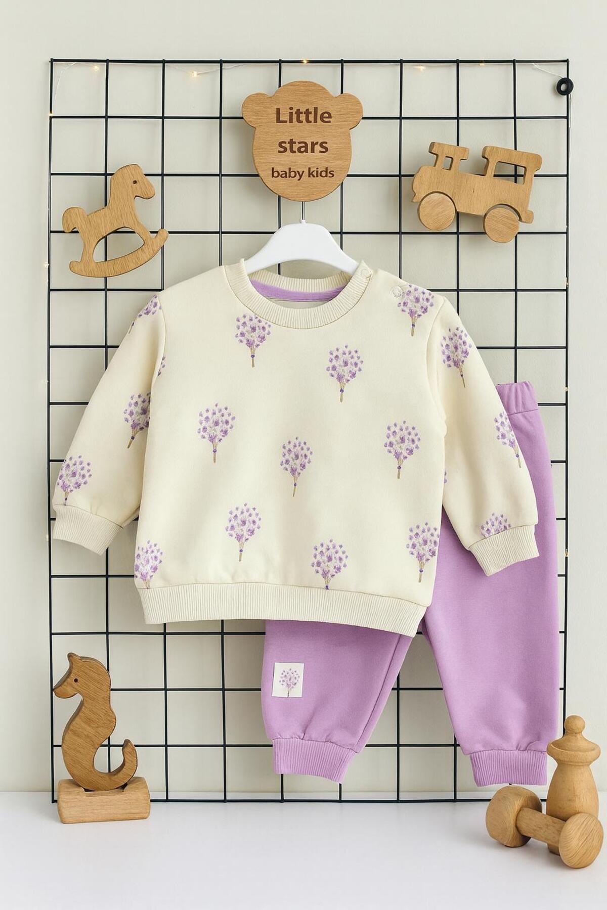 LITTLE STARS BABY - KIDS MİNİWORLD MODEL ÇİÇEK DESENLİ ÜÇ İPLİK KIZ ...