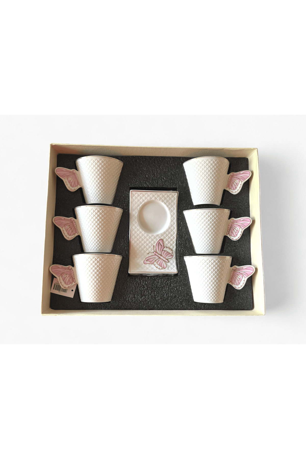 Malooki Set 6 Cești de cafea cu 6 farfurii ondulate, 180 ml, Porțelan ...