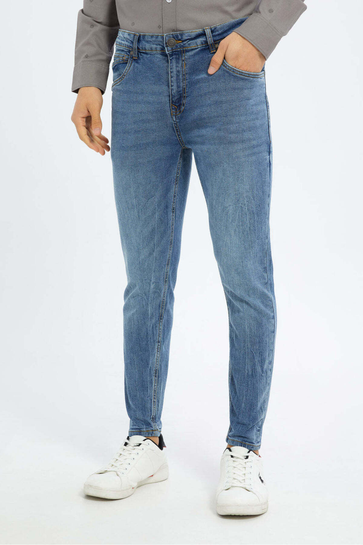 REDTAG Blue 5-Pocket Skinny Fit Jeans- Trendyol