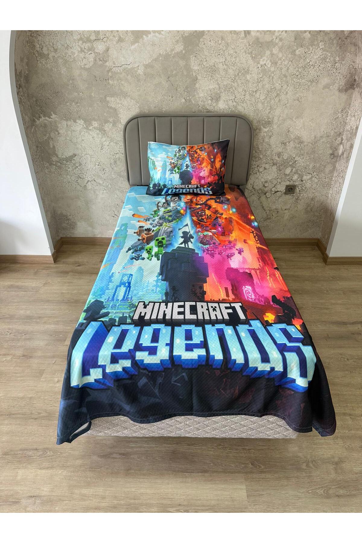 adenkahome Minecraft Karakterli Tek Kişilik Pike Yatak Örtüsü Seti ...