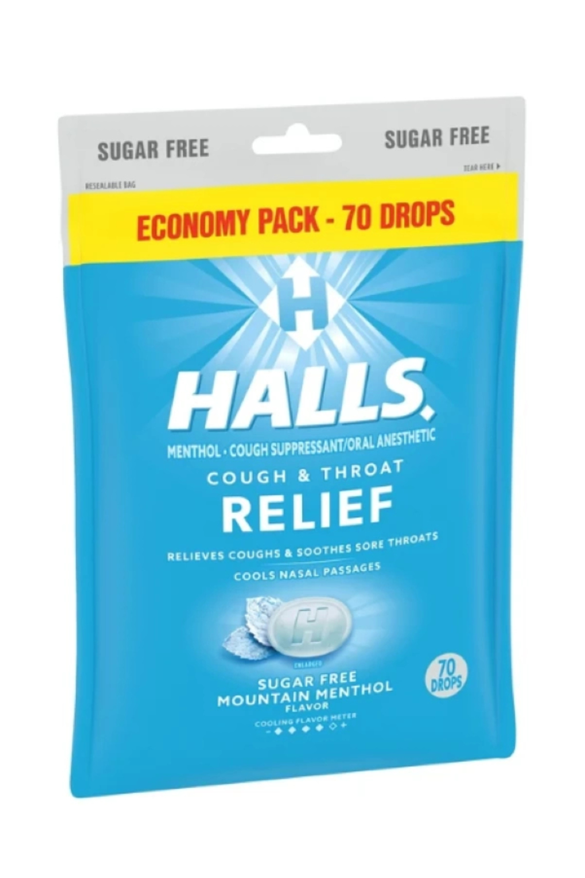 Candy Halls Cough & Throat Relıef Sugar Free Mountaın Menthol Flavor 70 ...