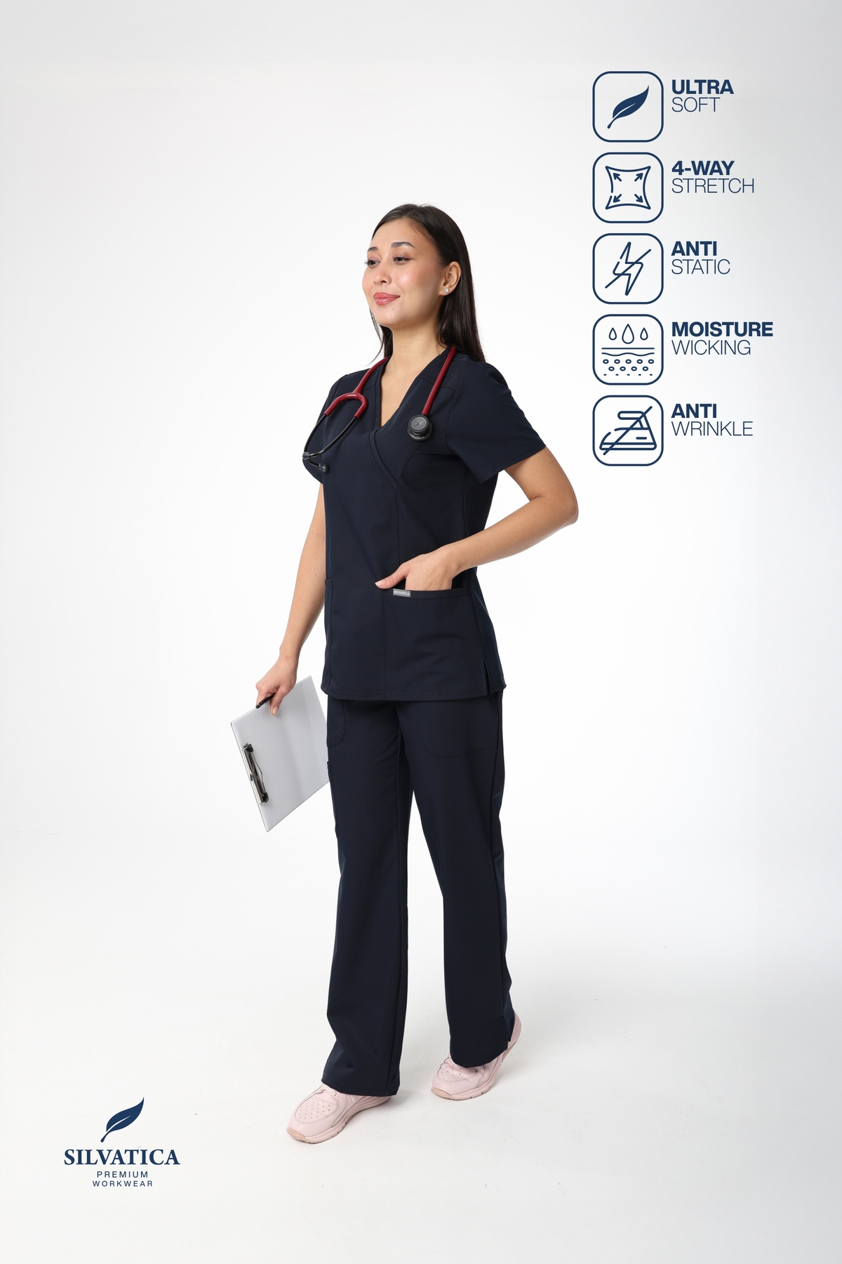 Silvatica Premium Workwear Silvatica Kadın Medikal Pantolon Petite(Kısa ...