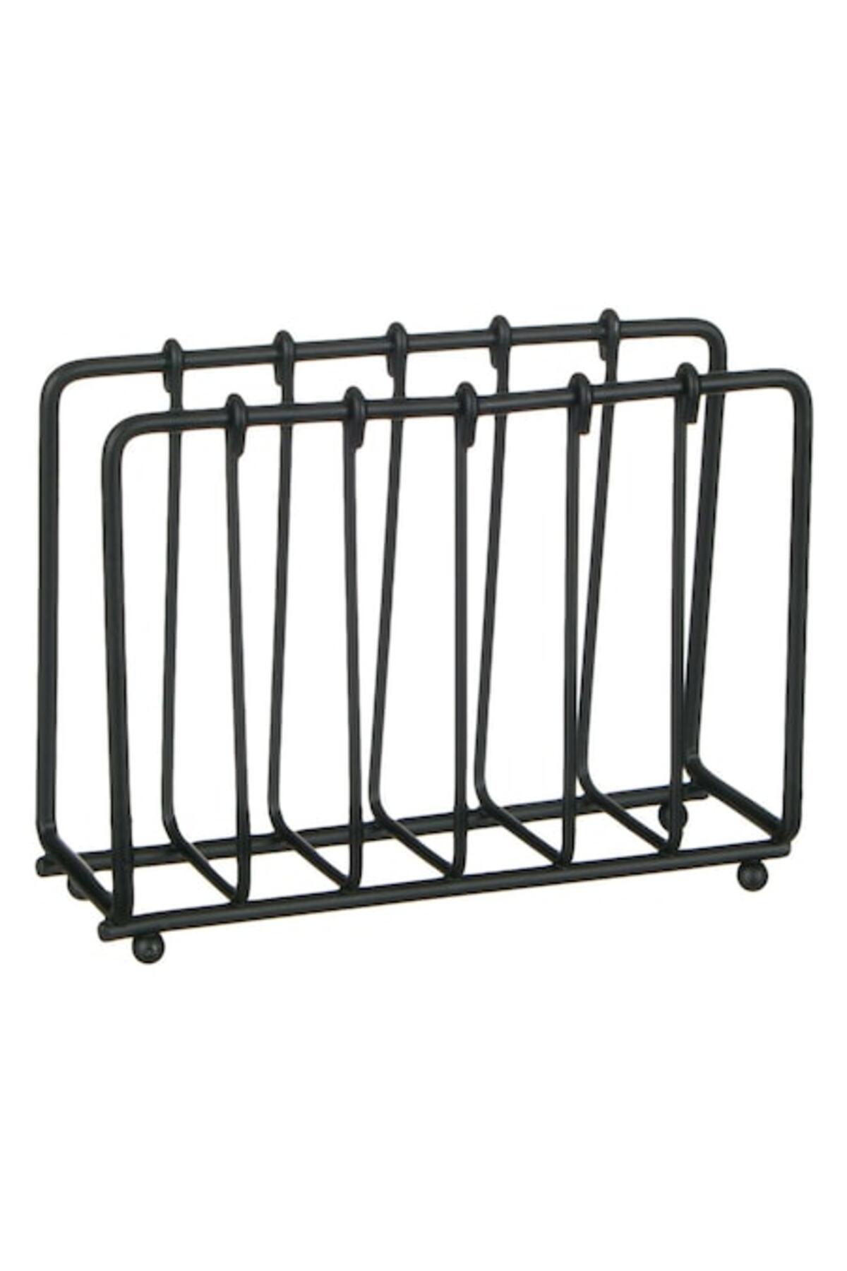 OEM Black Iron Napkin Holder with Vertical Lines 13x4.5x10 cm- Trendyol