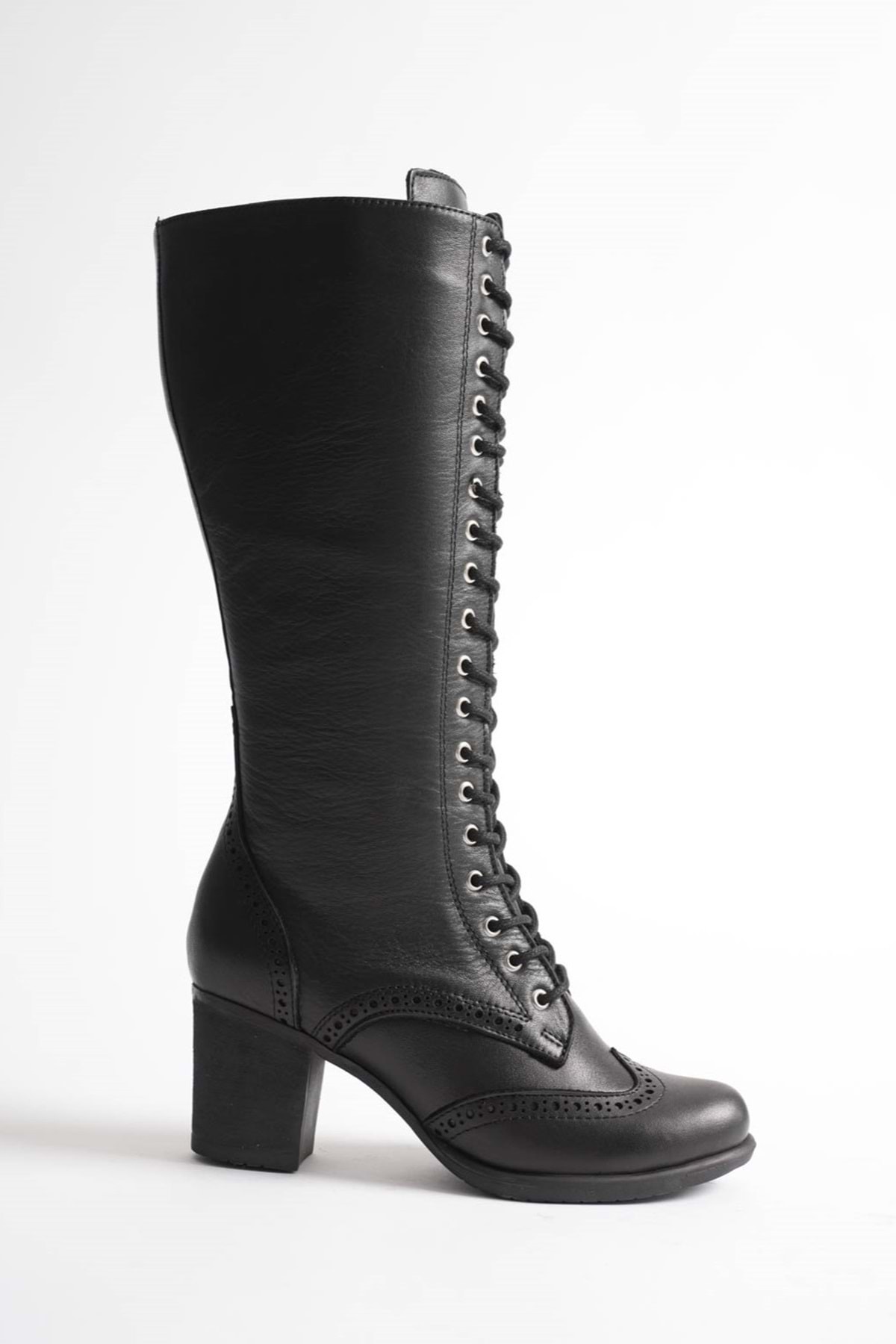 ANALİN SHOES Kadın Hakiki Deri Bağcıklı Topuklu Çizme - Siyah - Fiyatı ...