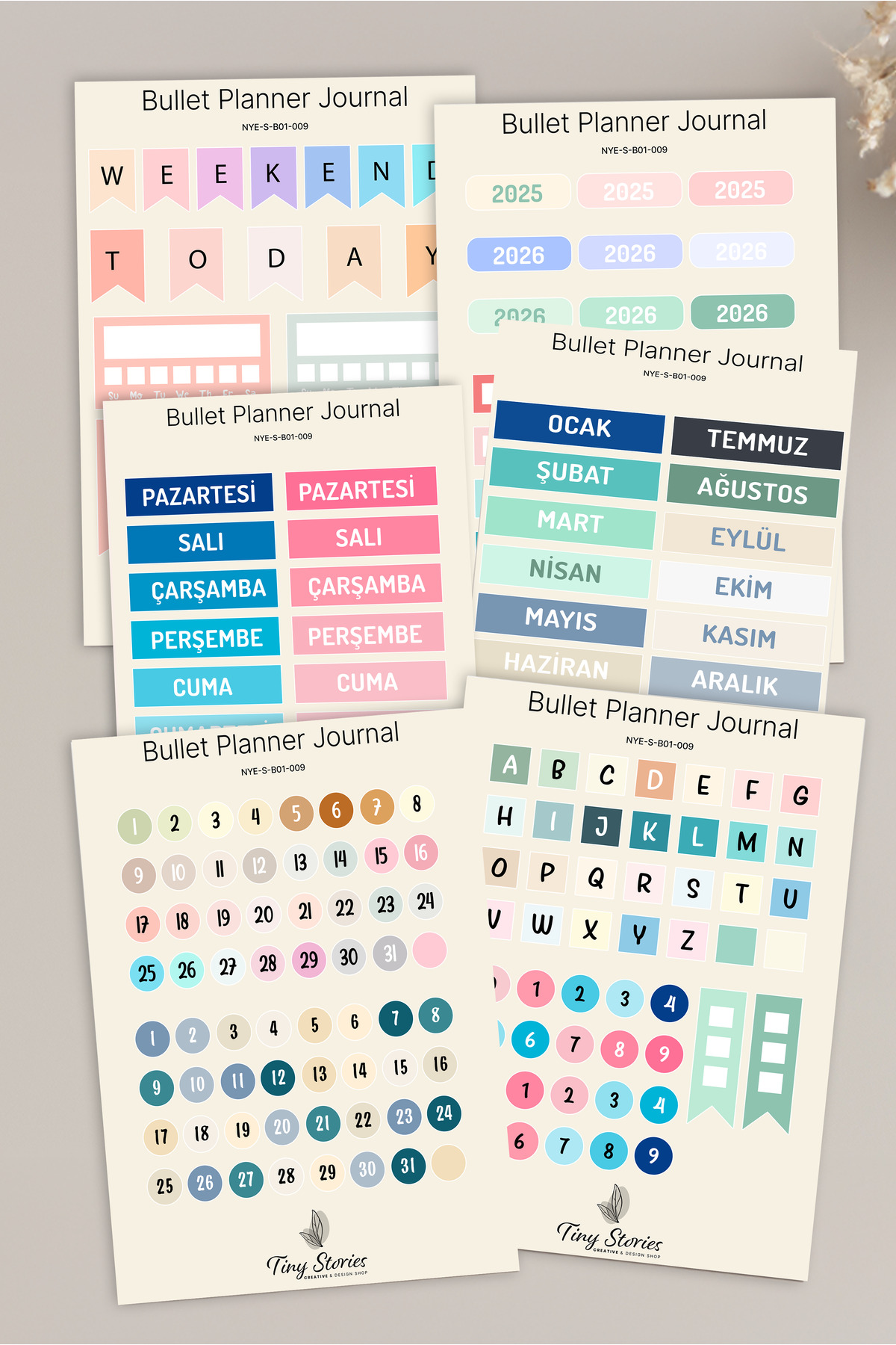 tinystoriestr Bullet Journal Sticker Seti - 6 Sayfa / Ajanda, Scrapbook ...
