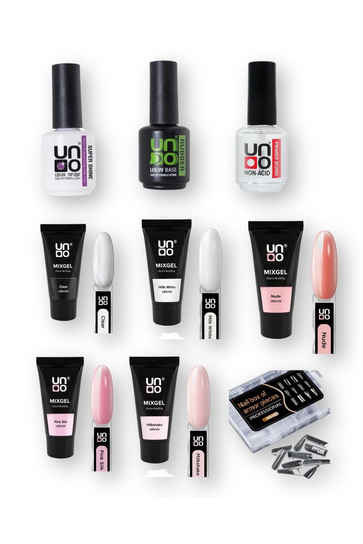 Anıl Gel Polish Uno Poly Gel LED/ Uv 30’G Set ; Uno Primer ; Uno Rubber ...
