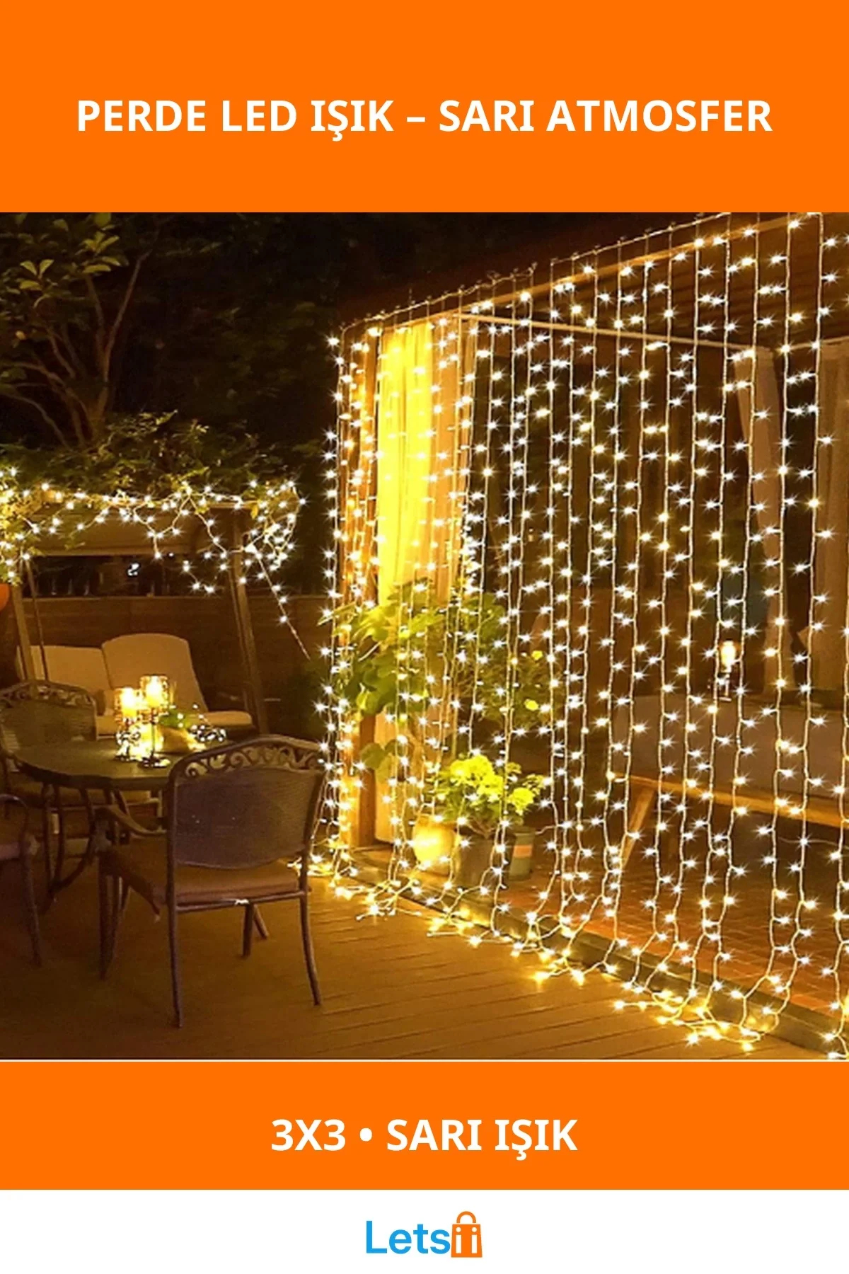 Letsii 3 x 3 Sarı Işık Perde LED İç Mekan Aydınlatma - Fiyatı, Yorumları