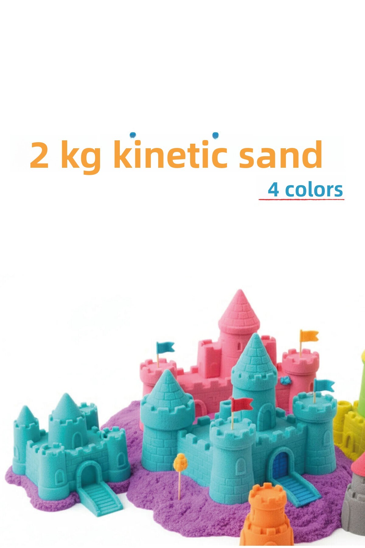 Heroes 4 Color Kinetic Sand Set 2 kg - Educational Play Sand with 8 Sea ...