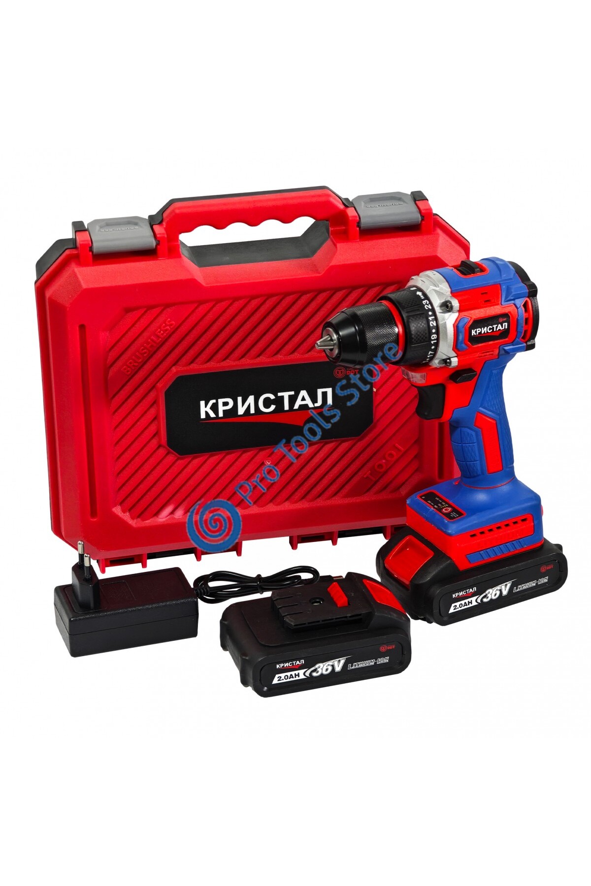 DDT Cordless drill/driver with 2 batteries, DDT-KRISTAL, Brushless ...