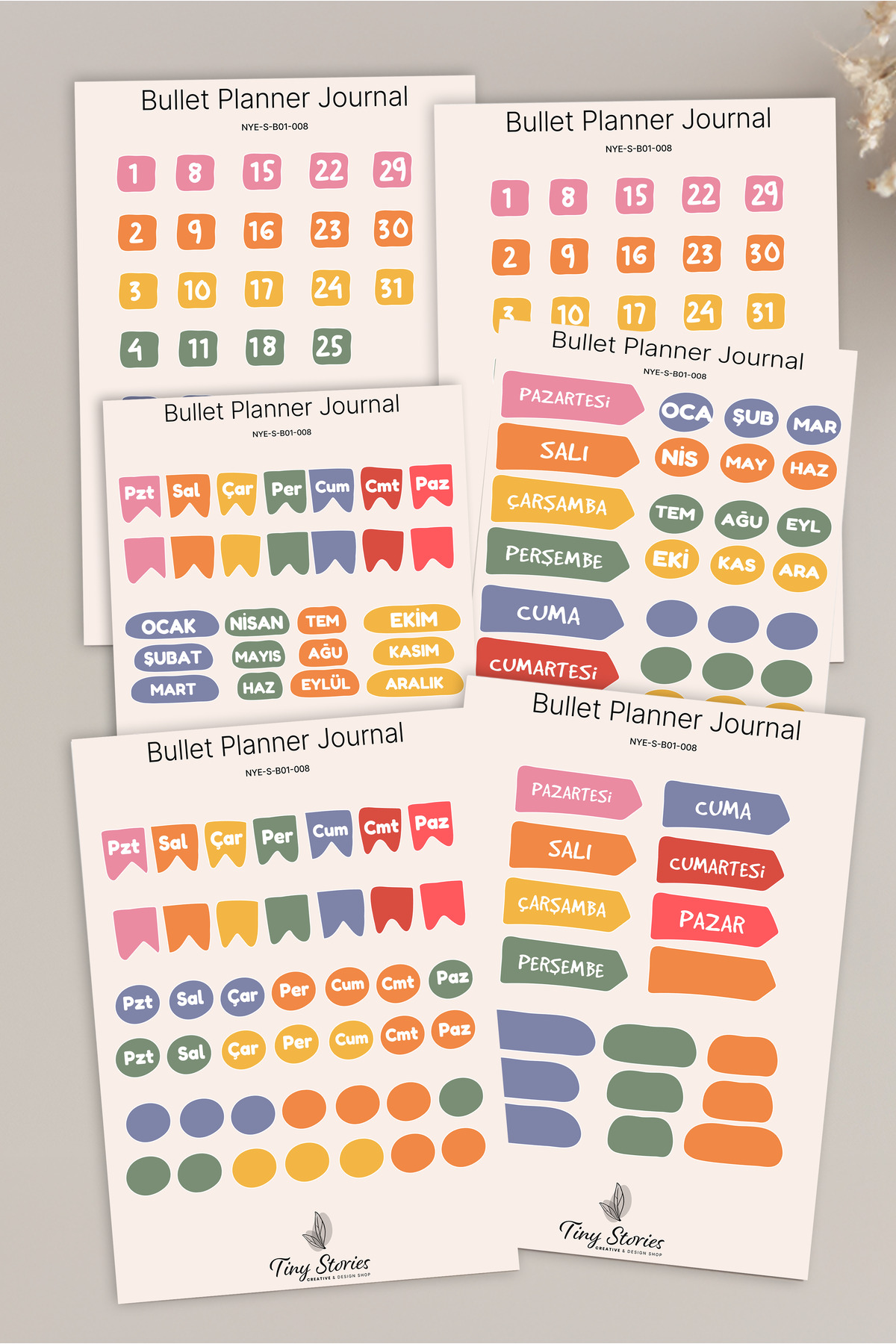 tinystoriestr Bullet Journal Sticker Seti - 6 Sayfa / Ajanda, Scrapbook ...