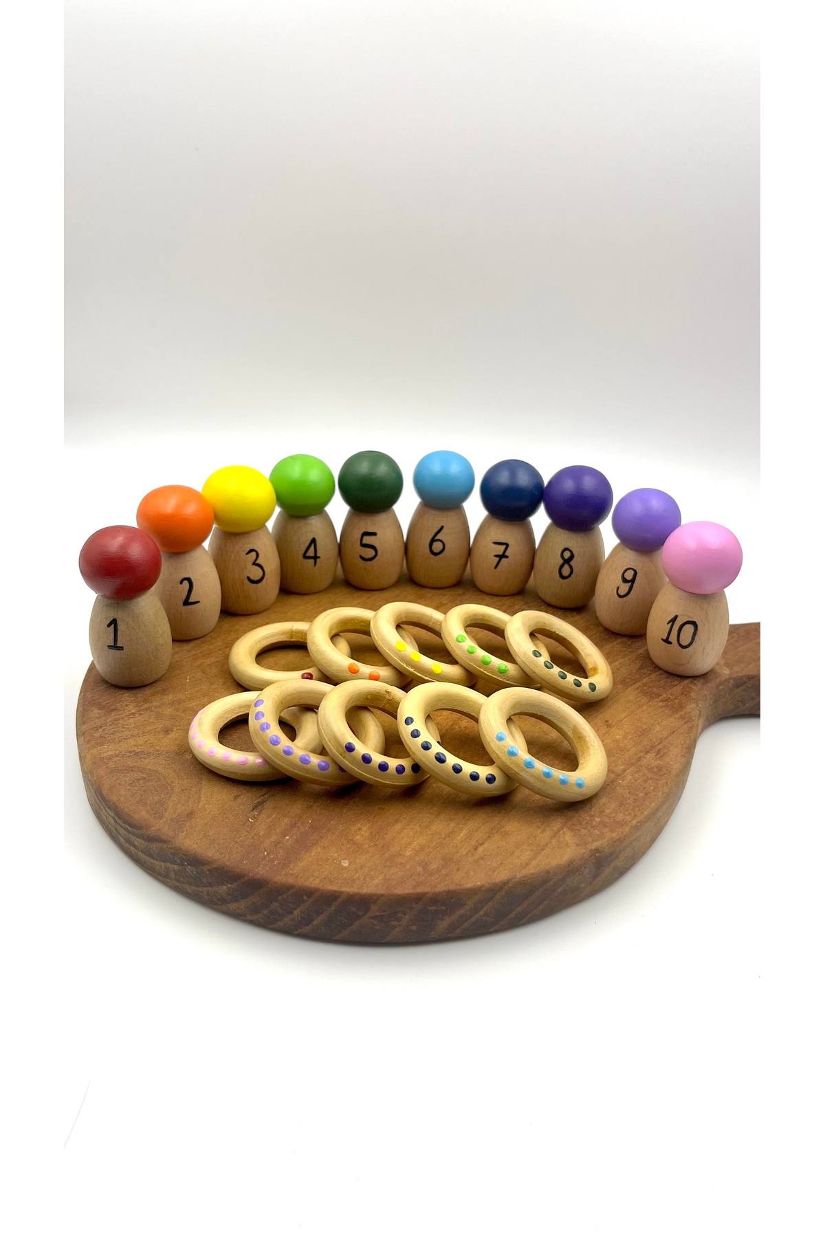 Alf Wood Montessori Ahşap Halka ve Peglerle Sayı Saymayı Öğrenme ve ...