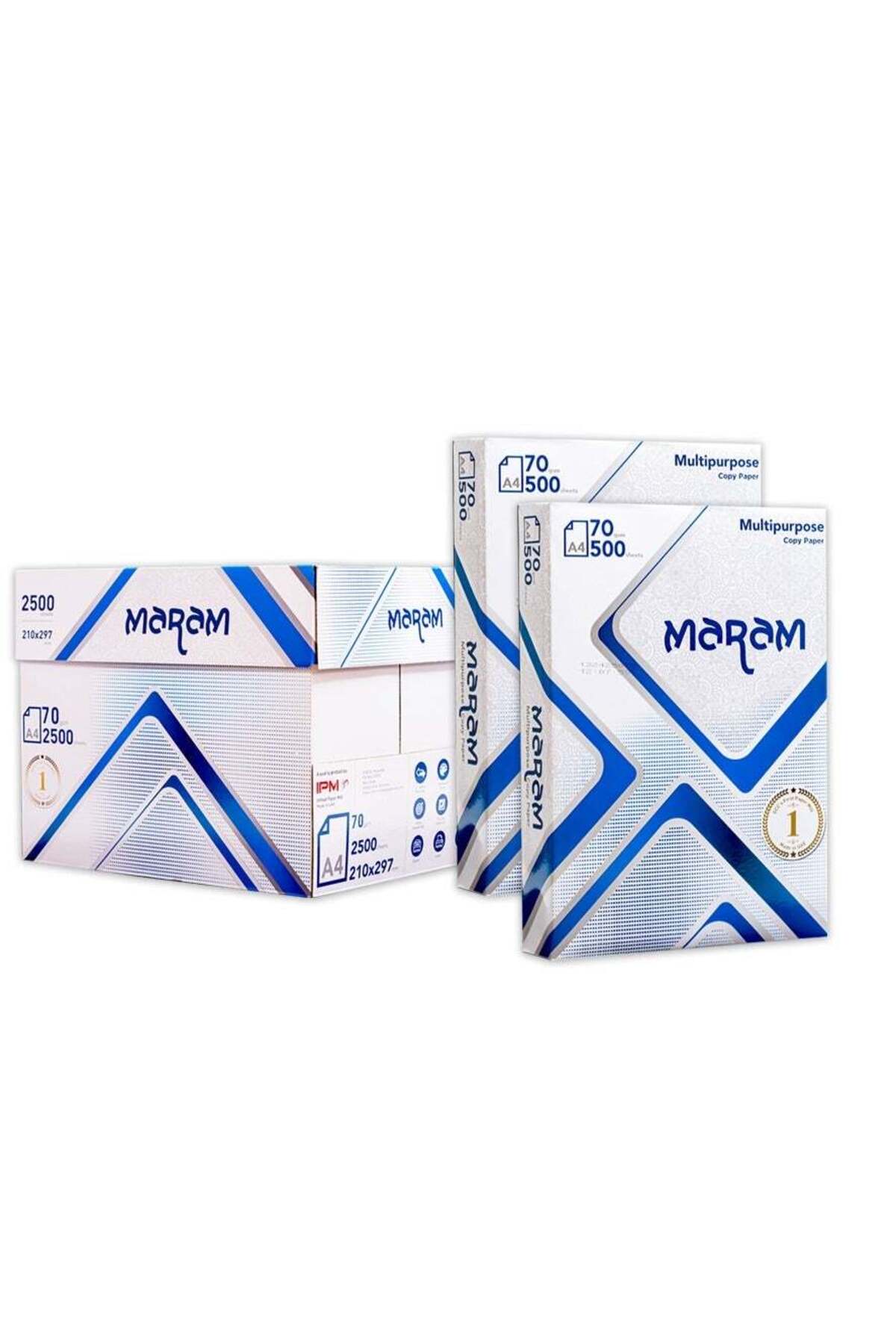 MARAM A4 White Copy Paper – Blue Carton Box of 5 Reams (80 GSM, 500 ...