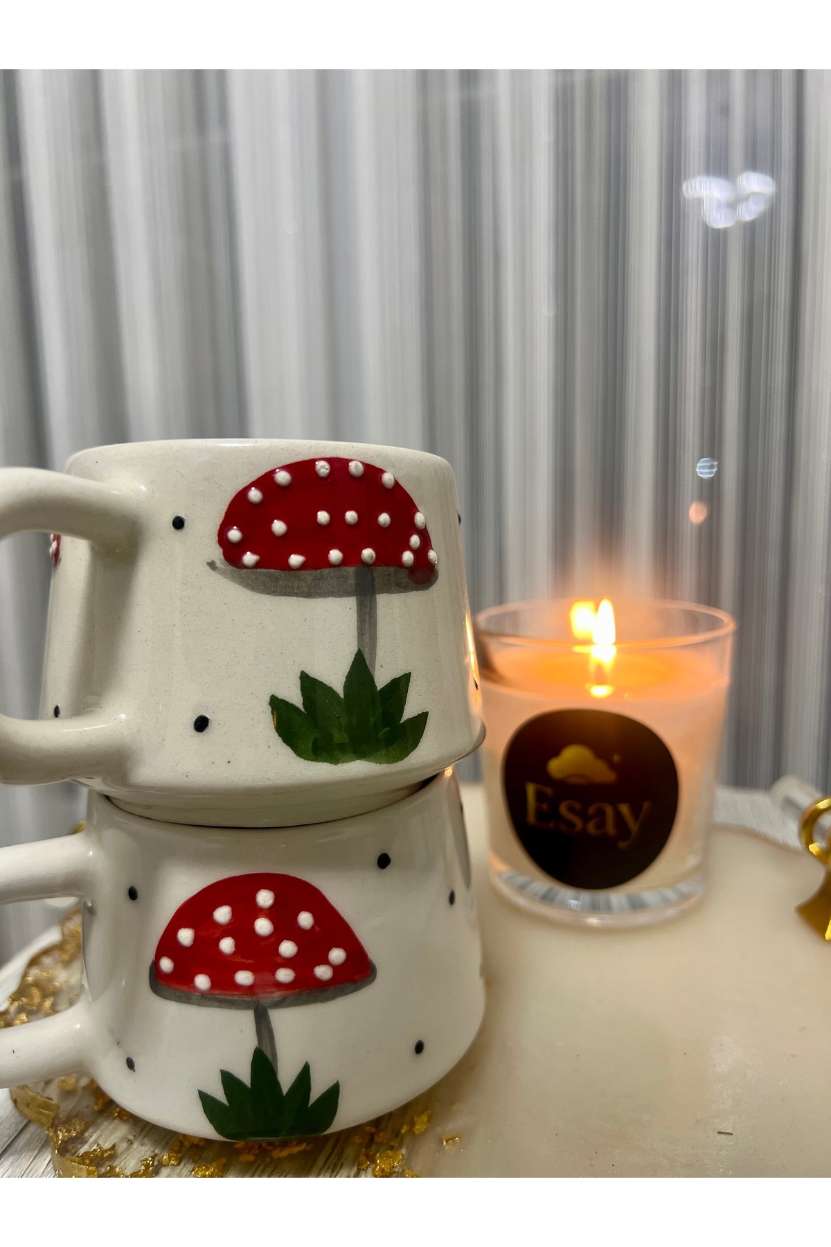 ESAY STORE Mantar Desenli Seramik Kupa Seti - Fiyatı, Yorumları