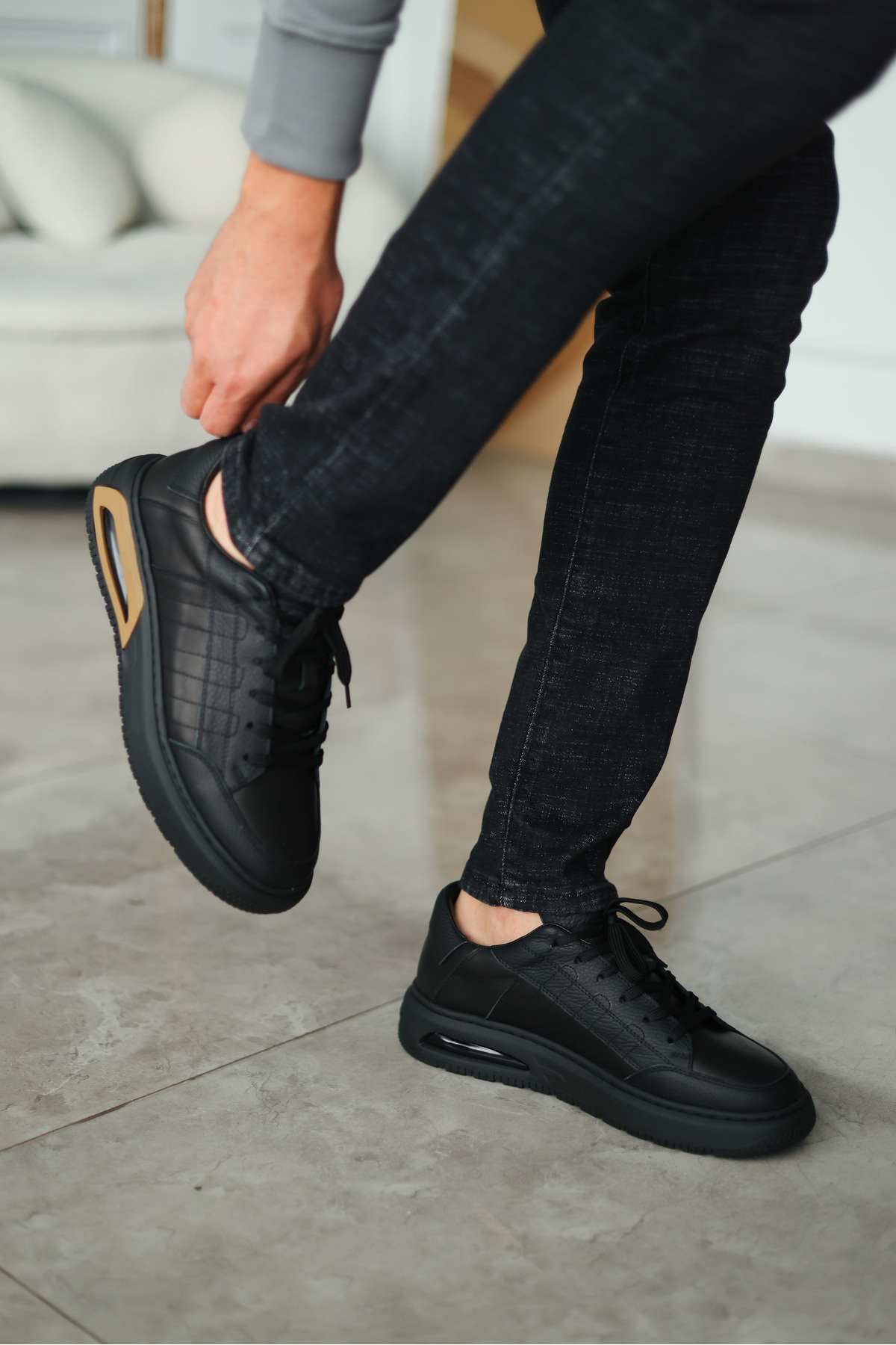 Avni Ceylan Erkek Siyah Deri Sneaker Ayakkabı Taban Detaylı - Fiyatı ...