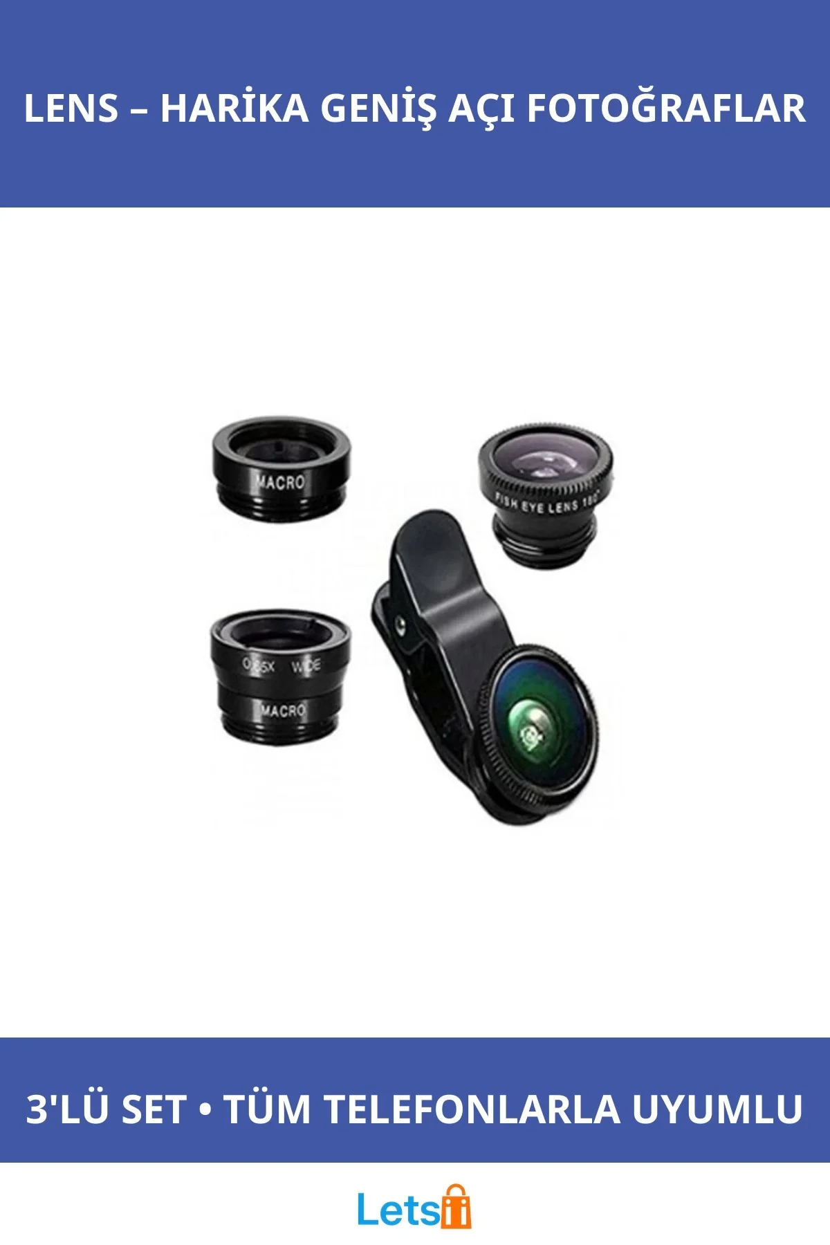 Letsii 3'lü Balık Gözü Geniş Açı Lens Seti - Fiyatı, Yorumları