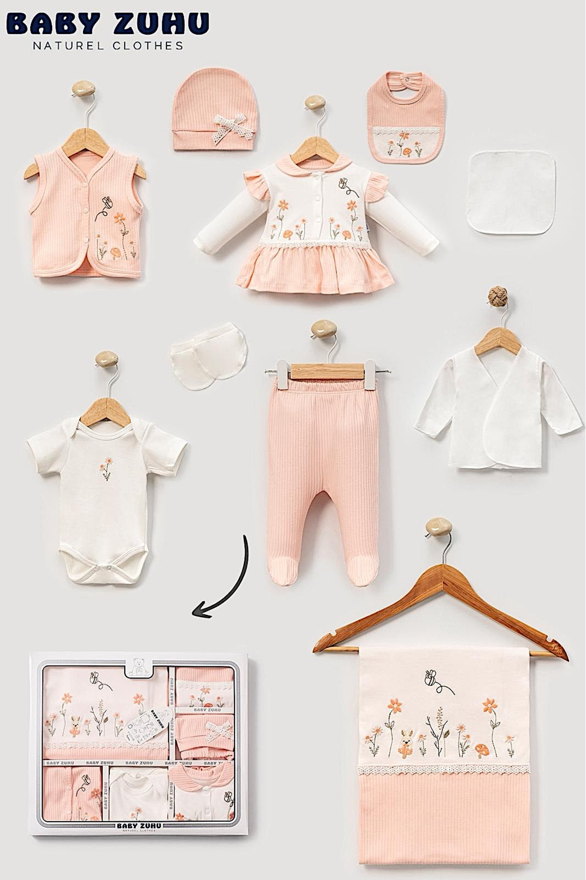 MİLAYS LİFE HOME COLLECTİON KIZ BEBEK 0-3 AY ORGANİK PAMUKTAN ÇİÇEKLİ ...