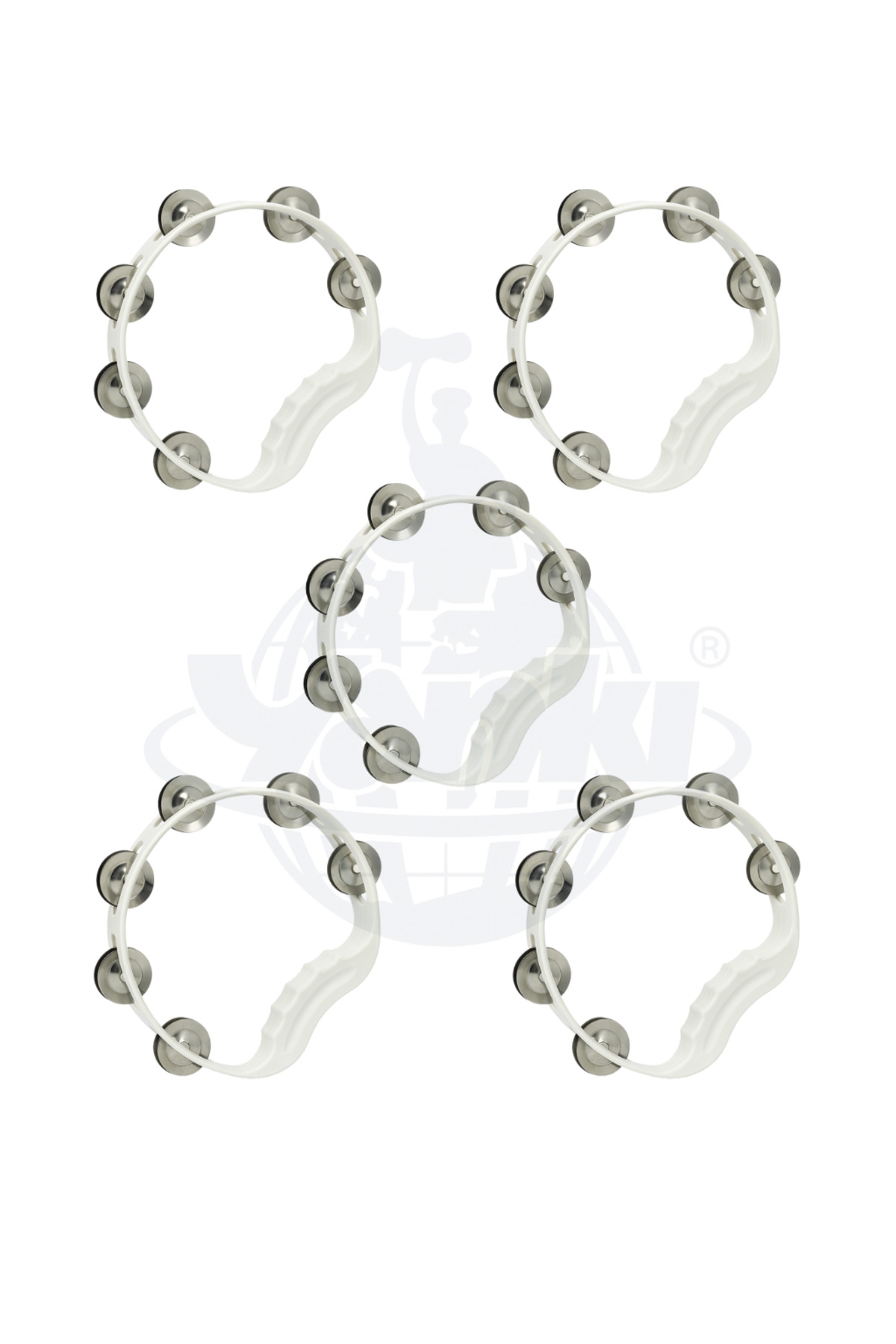 YANKI ZT-10WH Zilli Tef 5'li Set Beyaz Renk Metal Zilli Ritim Aleti ...
