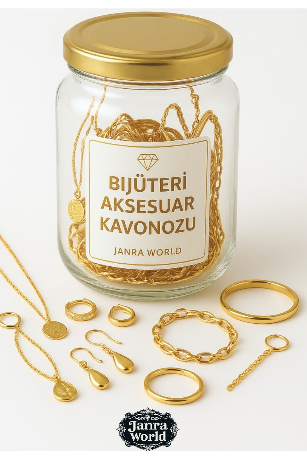 JANRA WORLD Sürpriz Bijüteri Takı Kavanozu | Kolye Küpe Bileklik Halhal ...