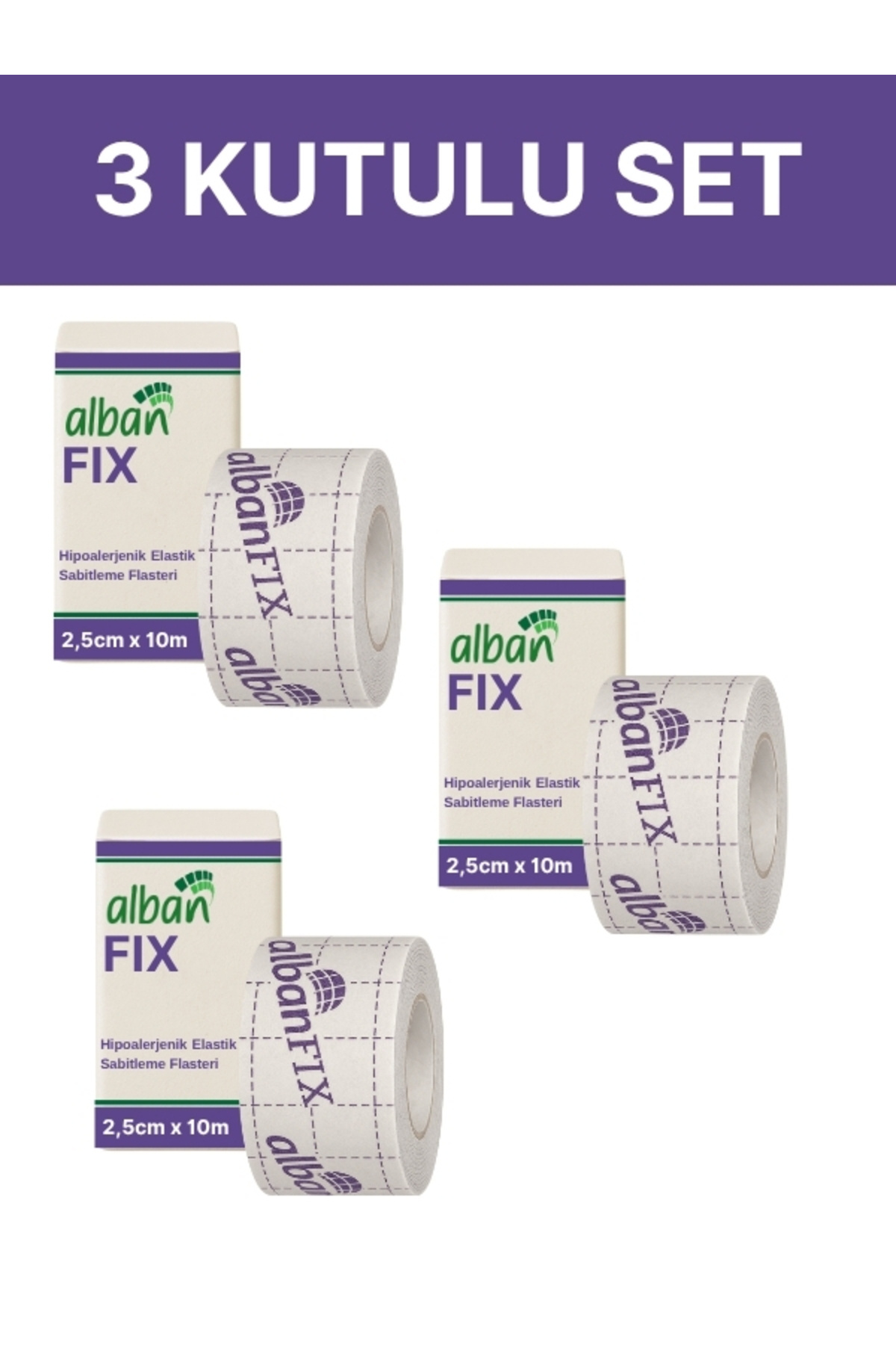 Alban FİX Elastik Sabitleme Bandı 2,5cm x 10m, 3 Kutulu Set. Elastik ...