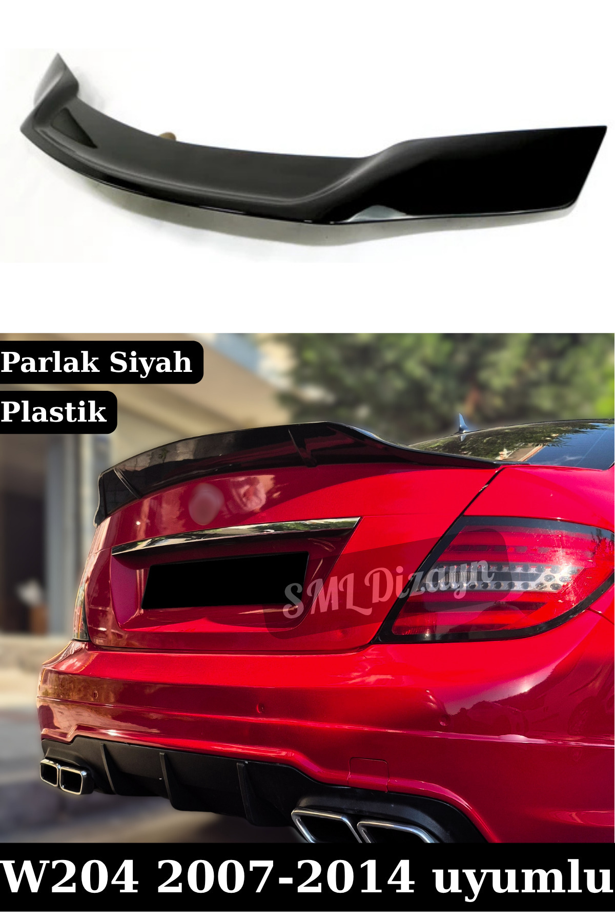 SML Dizayn Mercedes W204 Psm Spoiler Bagaj Üstü Spoyler Çıta 2007-2014 ...