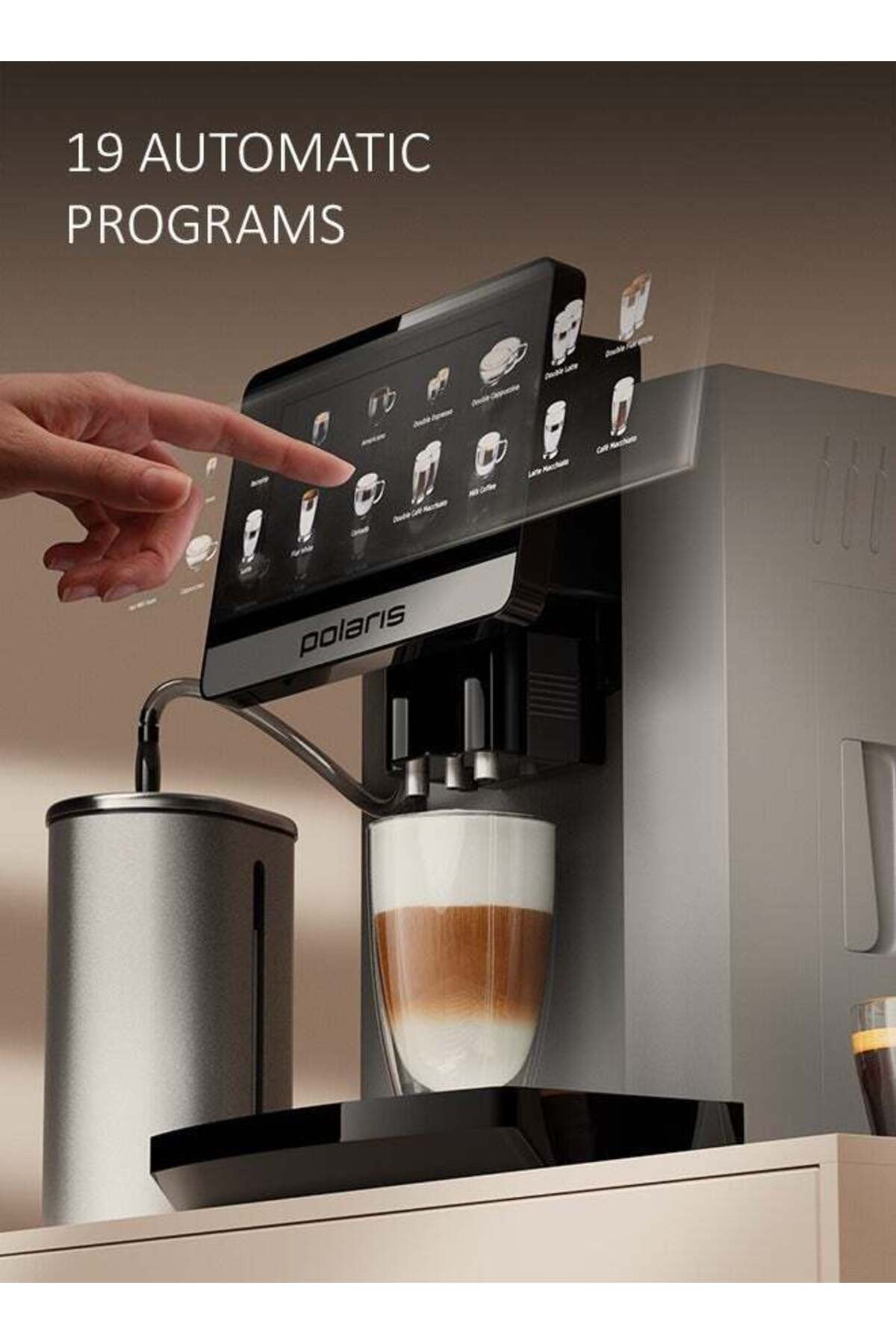 Polaris PACM 2080 Smart Coffee Machine - 19 Programs, Wi-Fi, 20-Bar ...