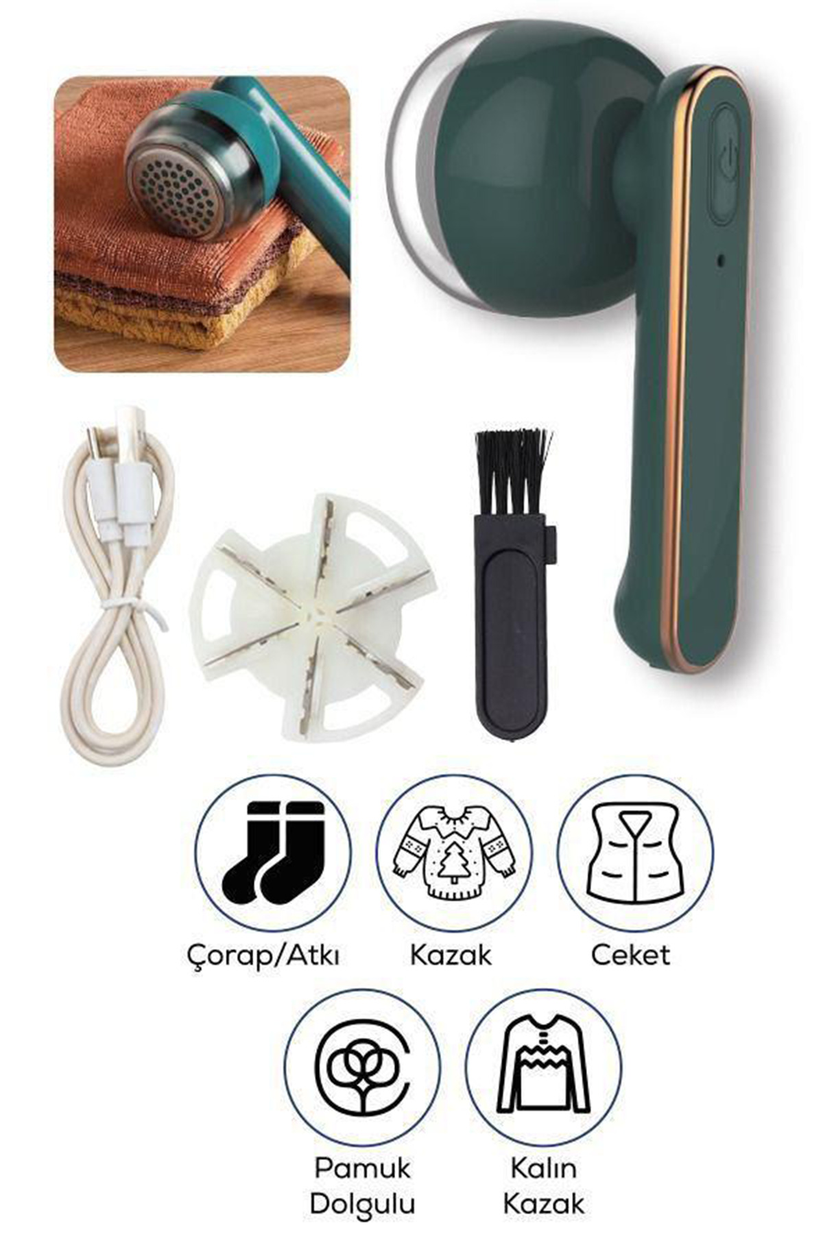 MOBEE Saplı Oval Tiftik Temizleme Makinesi USB Şarjlı Kumaş Tüy Alma ...