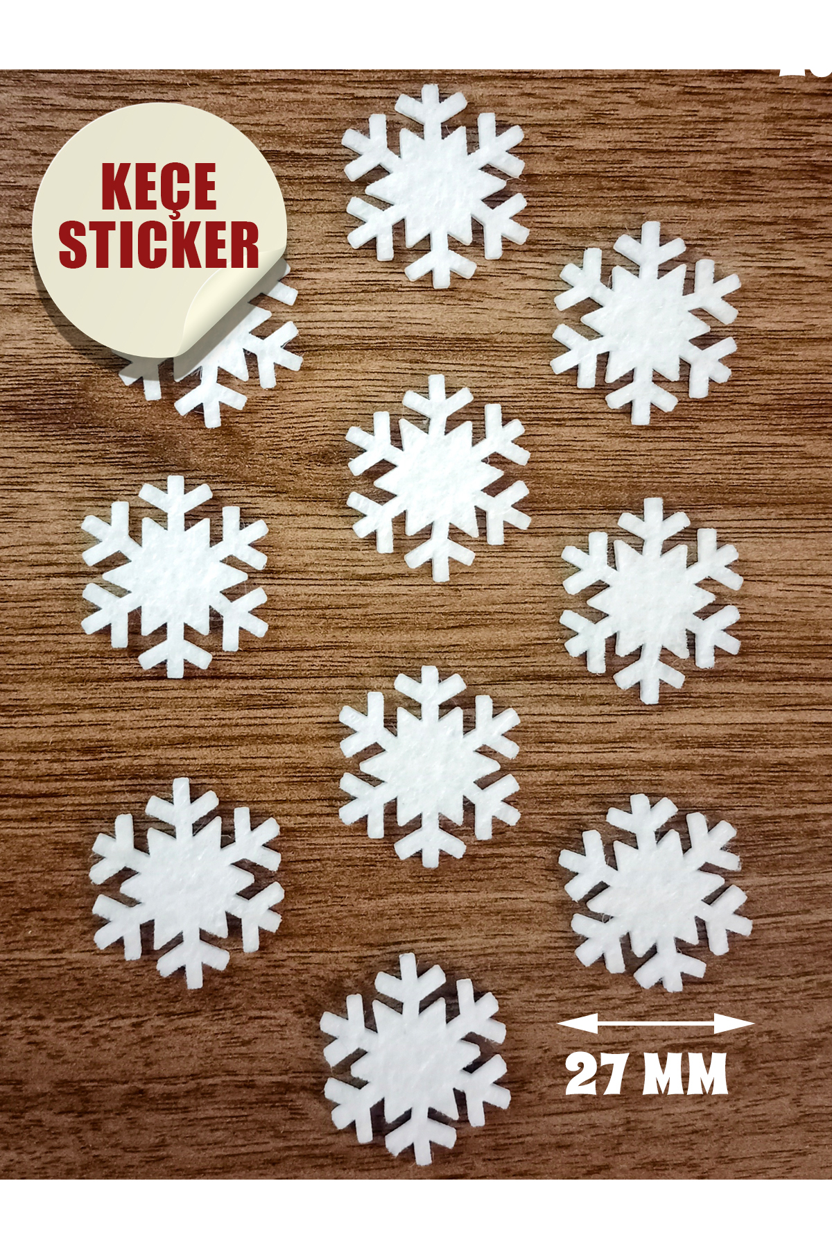 Kabajur Yapışkanlı Keçe Kar Tanesi Sticker Seti Yılbaşı Süsü – 10 Adet ...