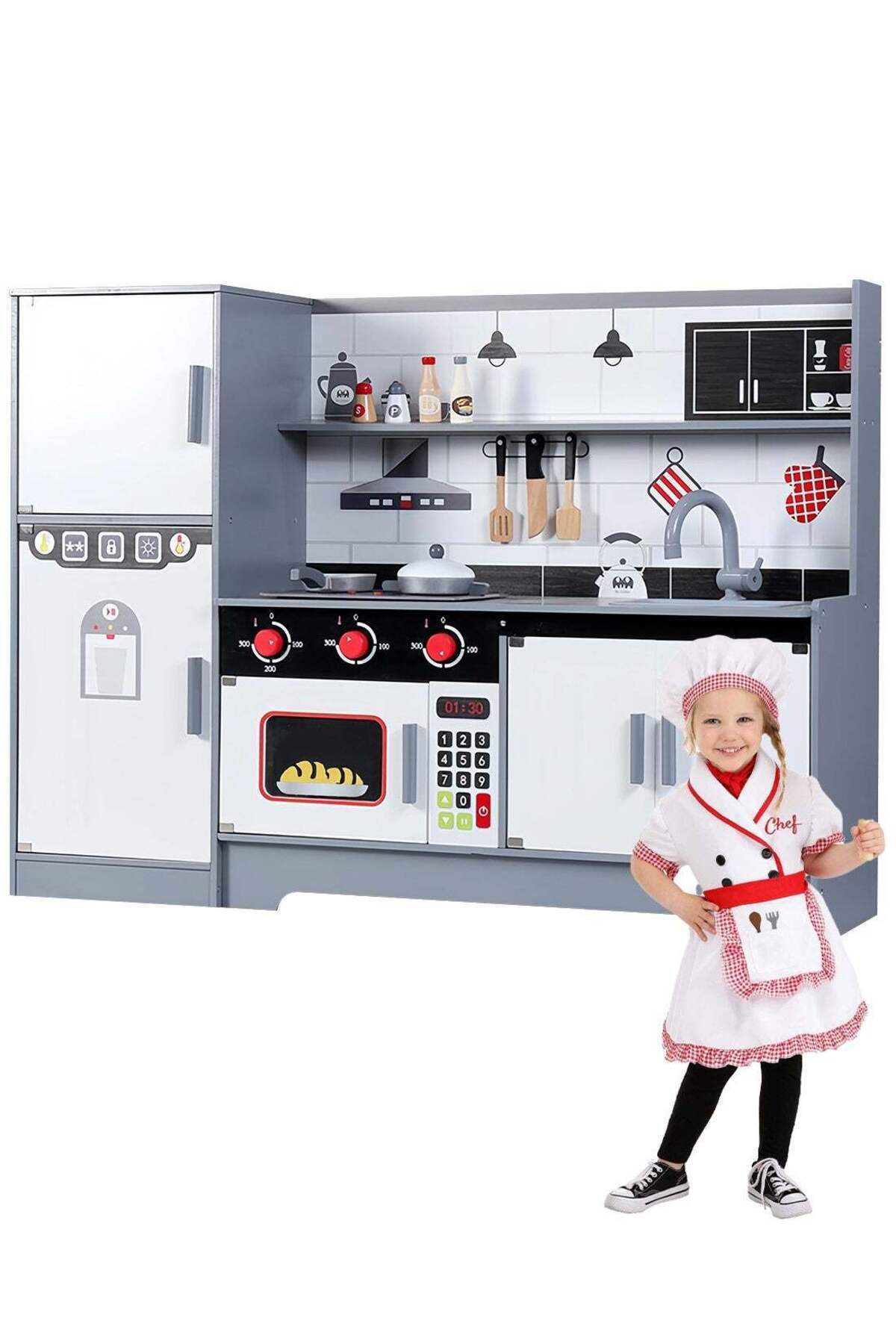 Ma Baby MaBaby Wooden Play Kitchen Toy Set with Light, Kids Children ...