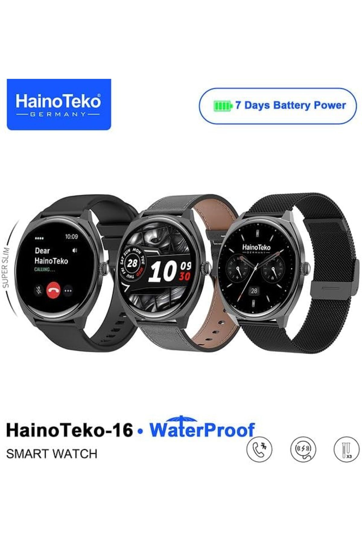 HAINOTEKO -16 Ultra Slim Waterproof Smart Watch with AMOLED Display ...