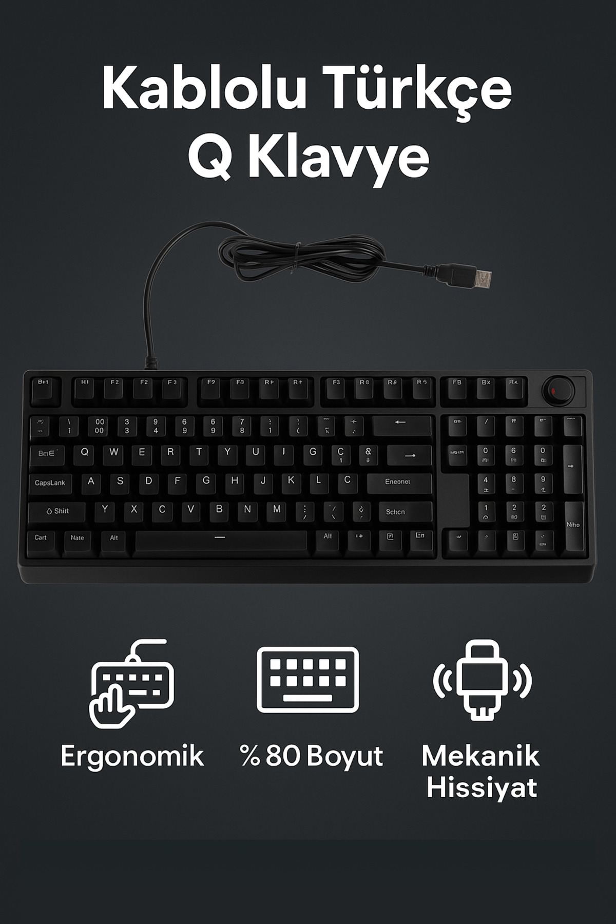 Coverzone Kompakt RGB Gaming Klavye – %80 Boyut, Sessiz Mekanik ...