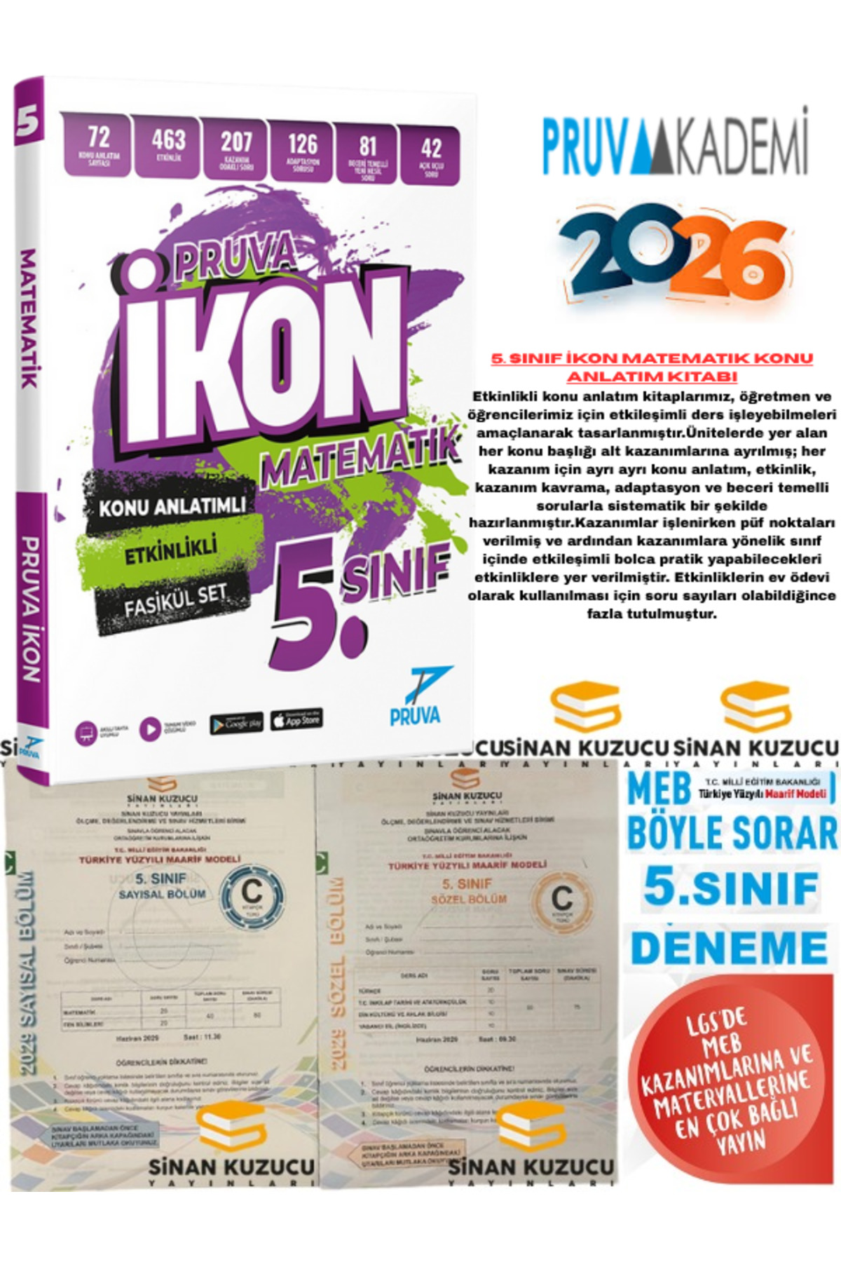 Pruva Akademi 5.SINIF MATEMATİK İKON KONU ANLATIMLI FASİKÜL SET Sinan ...