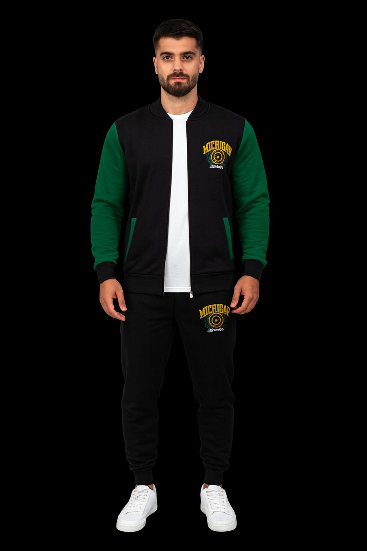 HerTarzınTrendi Men's Printed College Style Tracksuit Set – Zip-Up Top ...