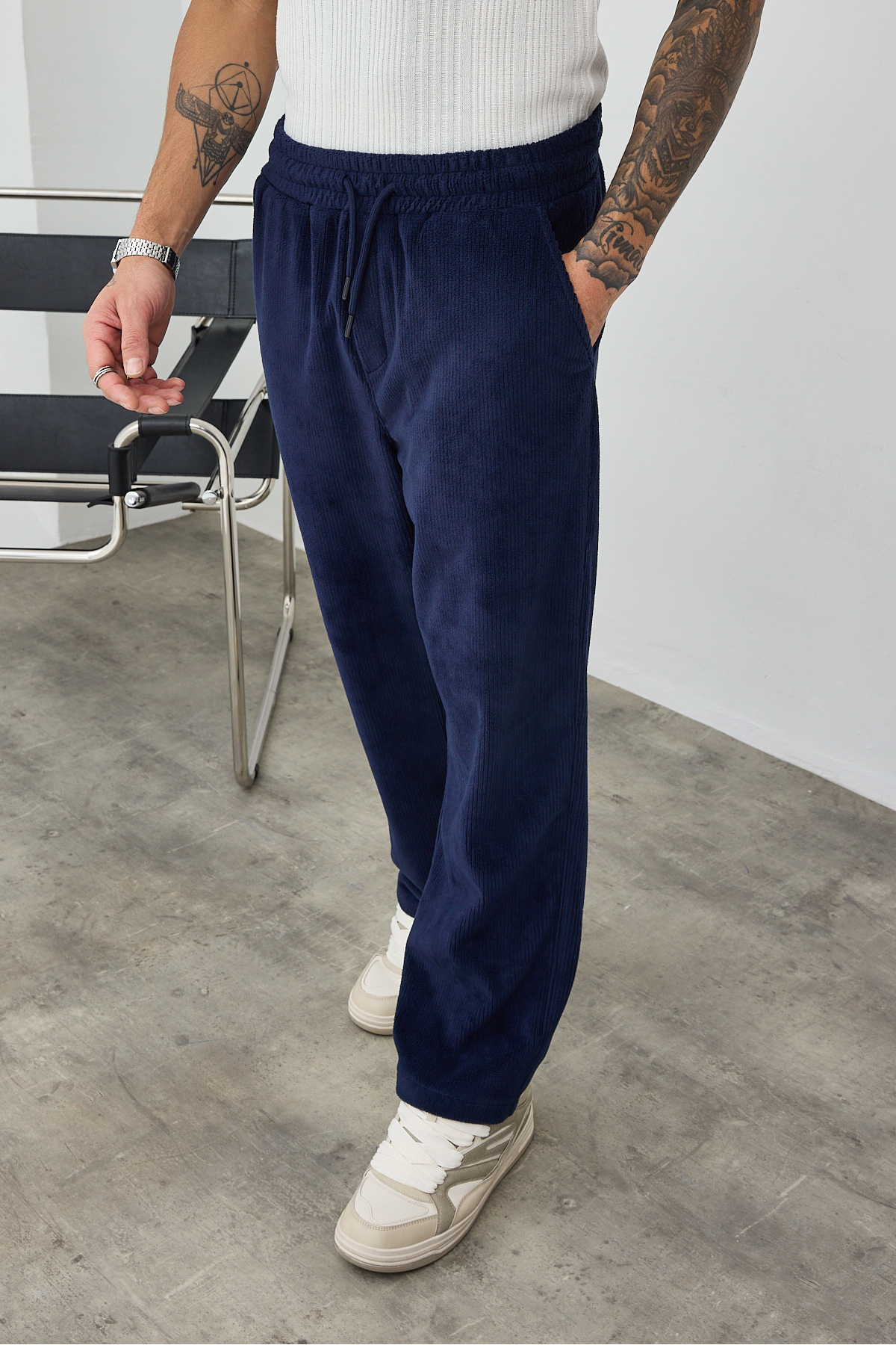 MADZEYMODA Premium Erkek Baggy Kalıp Lacivert Kadife Pantolon LS-23129 ...