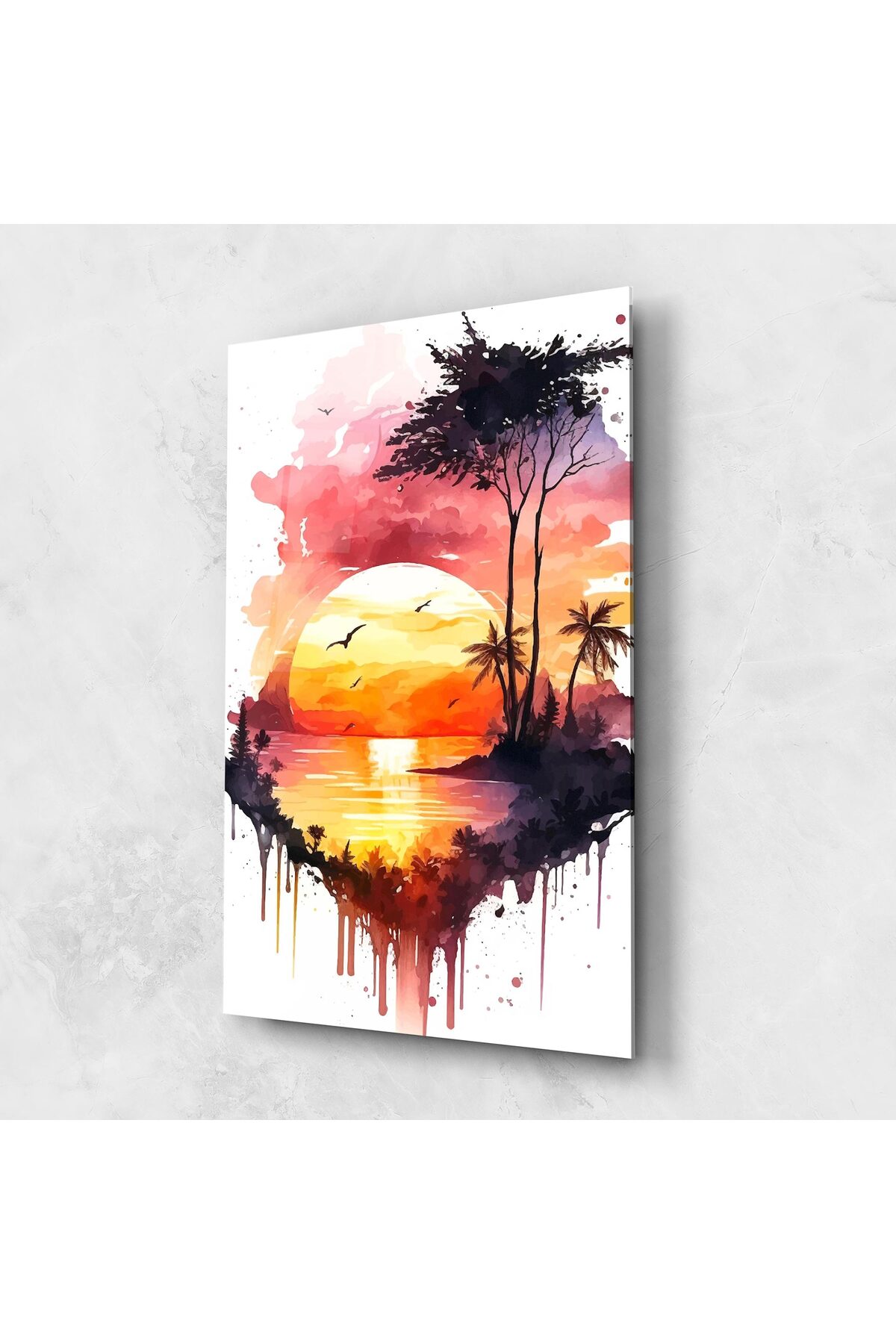 Arthub Tablou Sticla,Dormitor si Living, Apus De Soare, Purple Sunset ...