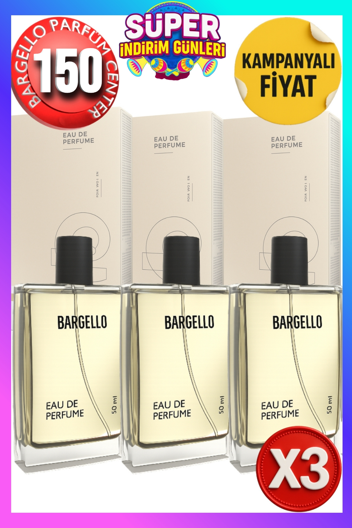 Bargello 150x3(3Adet) Kadın Parfüm Woody 50 ML EDP - Fiyatı, Yorumları