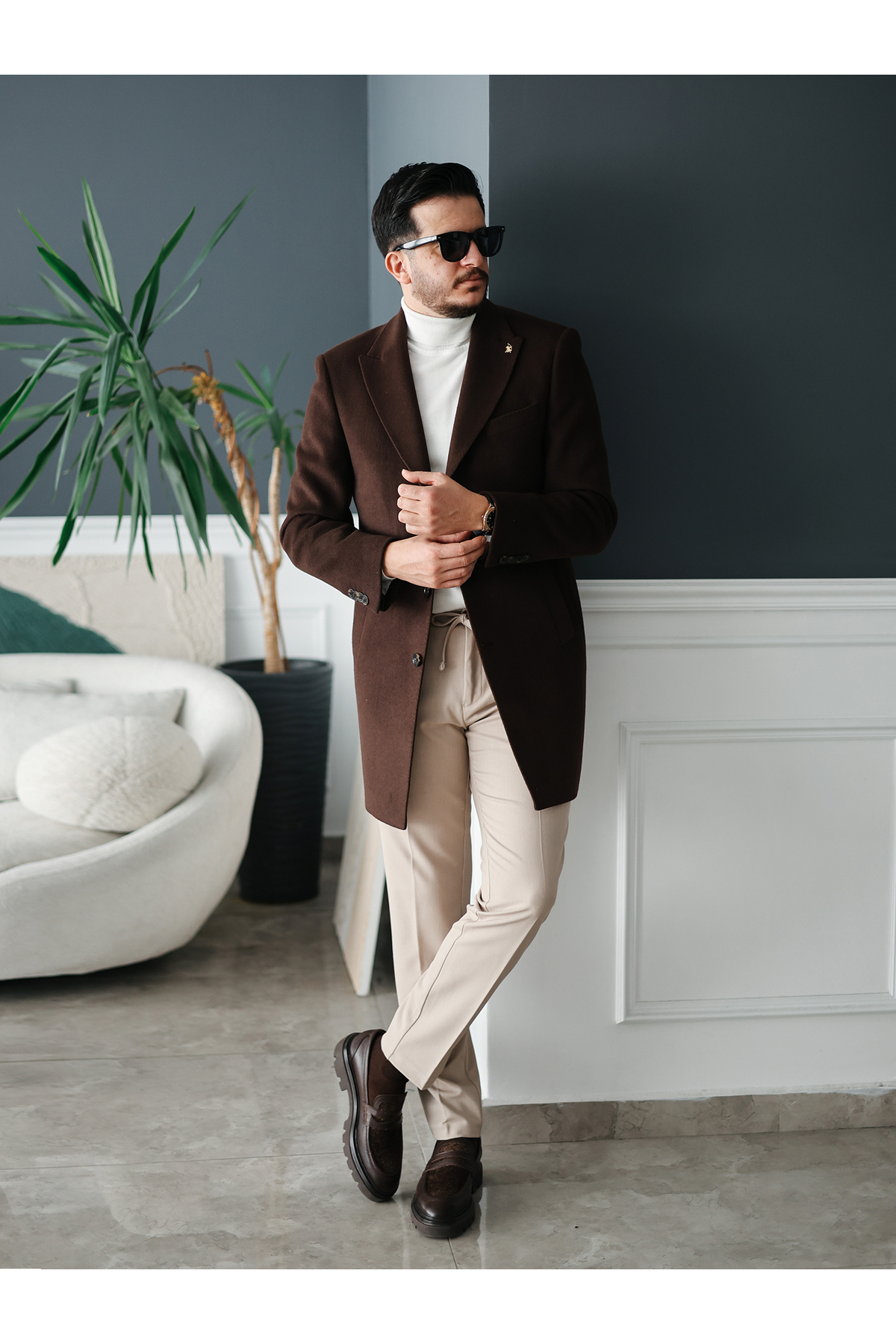 Avni Ceylan Erkek Şık Klasik Slim Fit Kaşe Kaban - Fiyatı, Yorumları